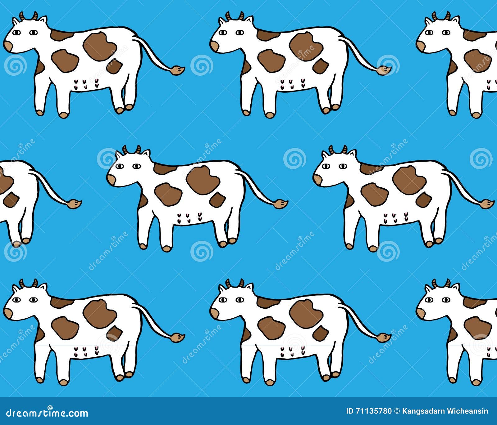 Milk Cow Farm Animal Pattern.Illustration Vector Isolated Background ...