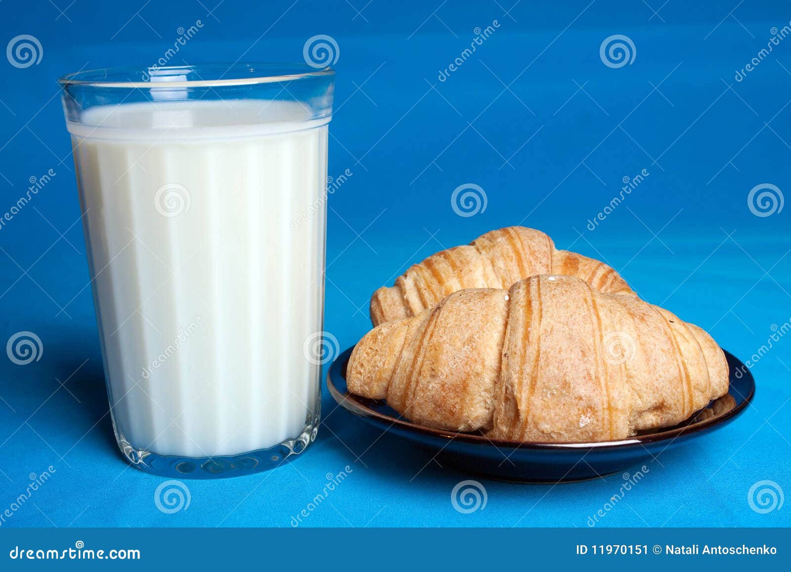 Milk and croissants. stock image. Image of healthy, isolated - 11970151