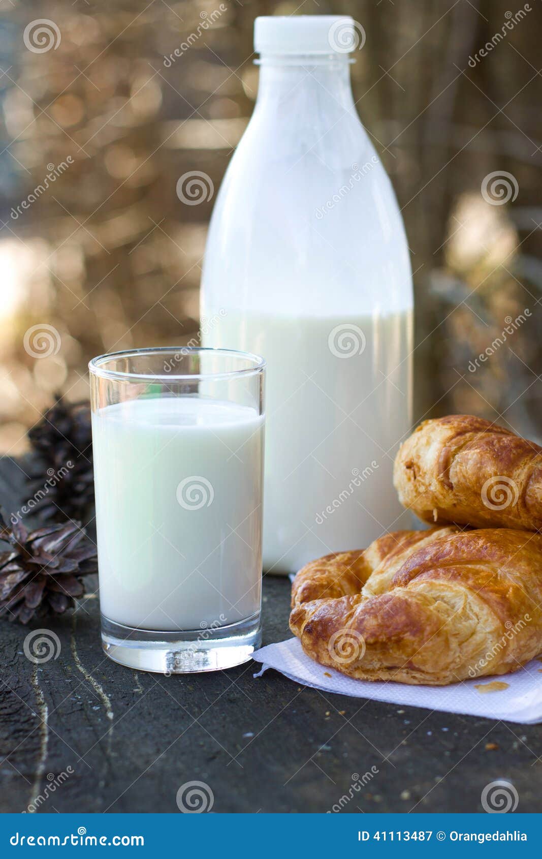 Milk and croissants stock image. Image of bakery, puff - 41113487