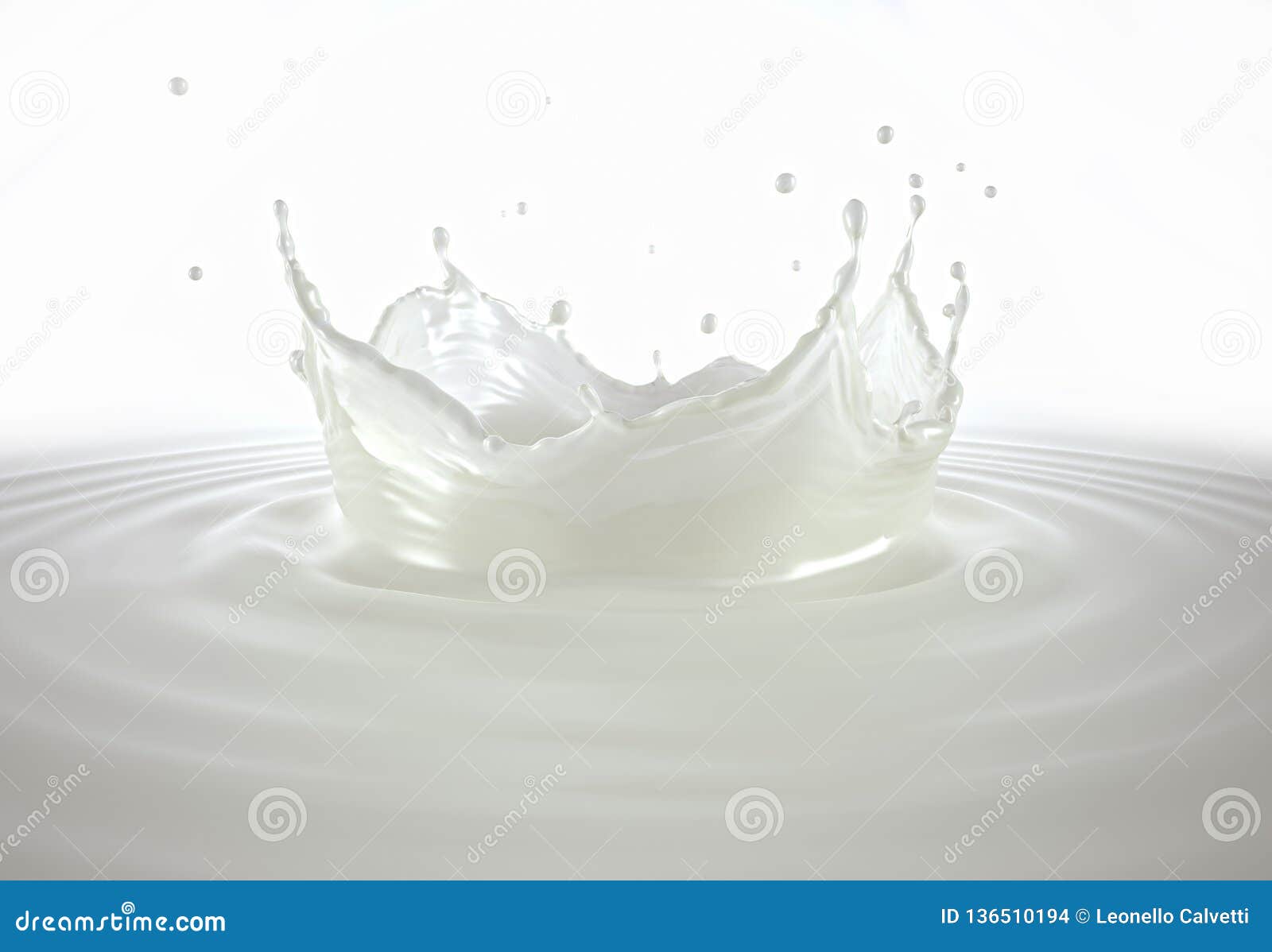 Milk Crown On A White Background. Milk In A Glass Royalty-Free Stock ...