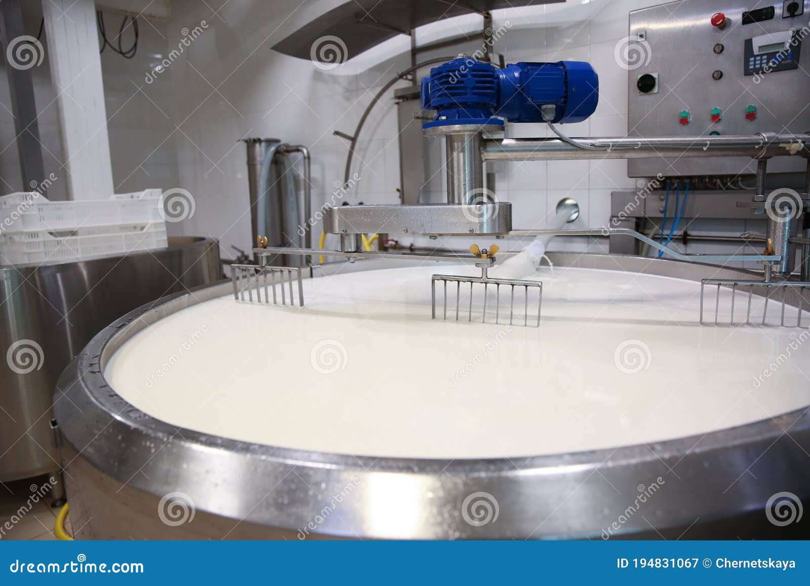 Milk in Curd Preparation Tank at Cheese Factory Stock Image - Image of ...