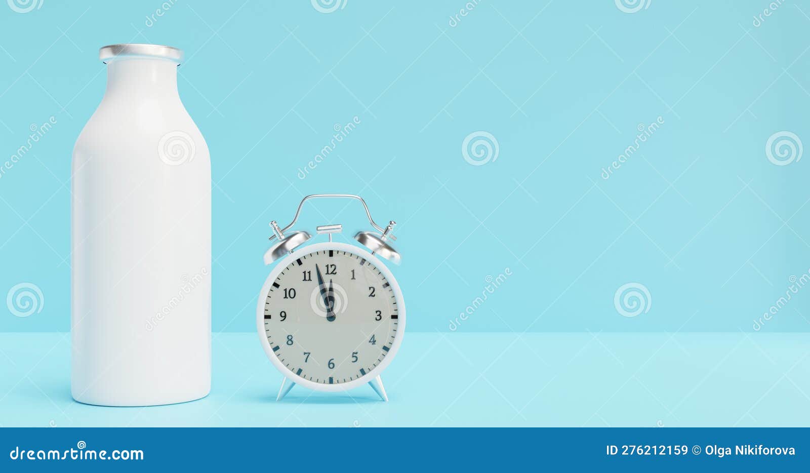 Milk Day.Full Bottle Alarm Clock Blue Background Stock Illustration ...