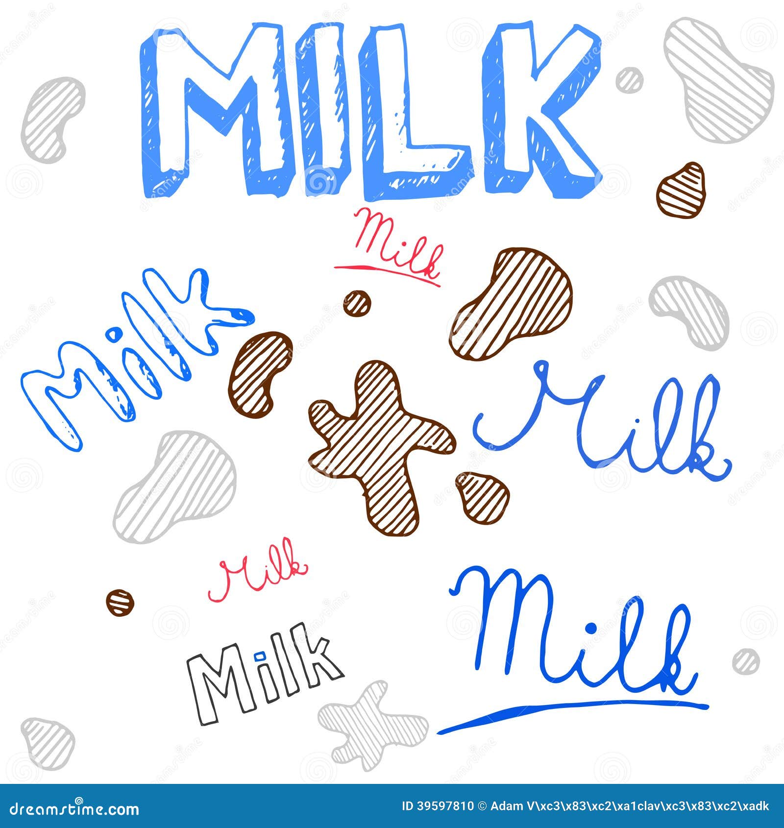 Milk Doodle Sketch, Vector Set Stock Vector - Illustration of healthy ...