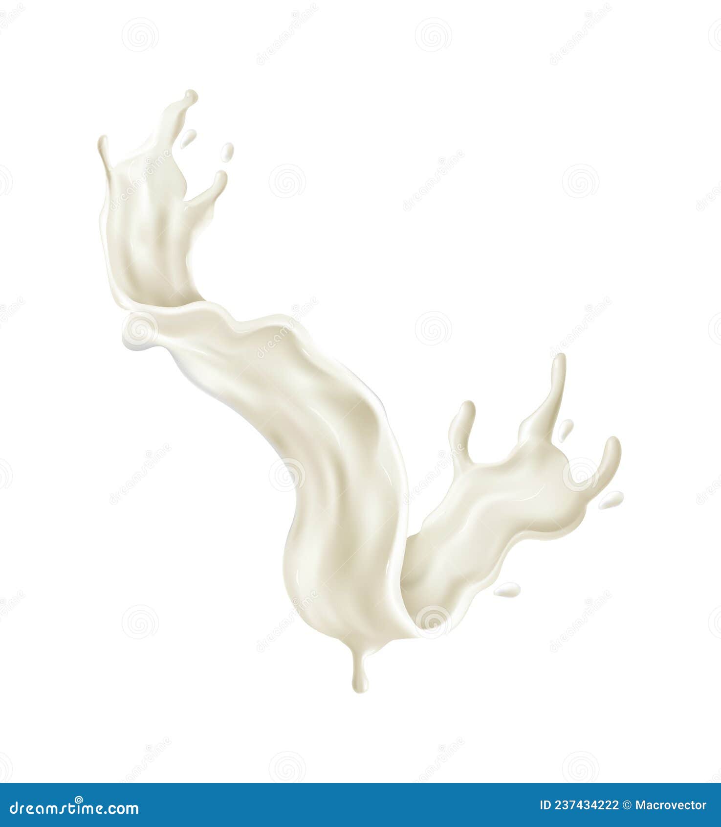 Milk Drop Splashing And Making Ripple. White Creamy Liquid. Isolated ...