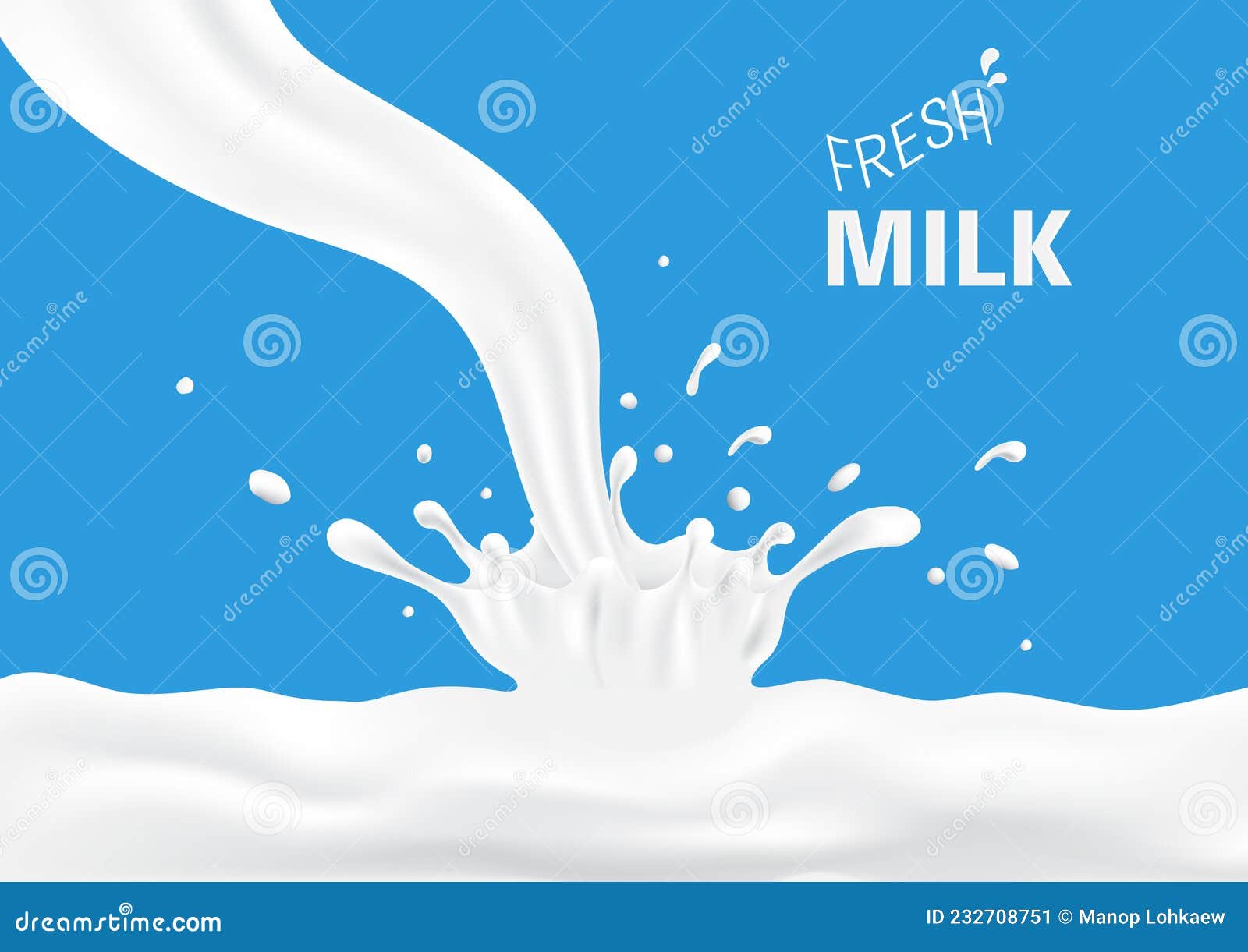 Milk Drop with Splashes Abstract Background Vector Illustration Stock ...