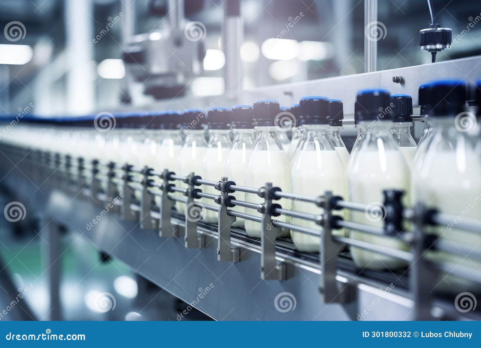 Milk Factory. Robotic Factory Line for Processing and Bottling of Milk ...