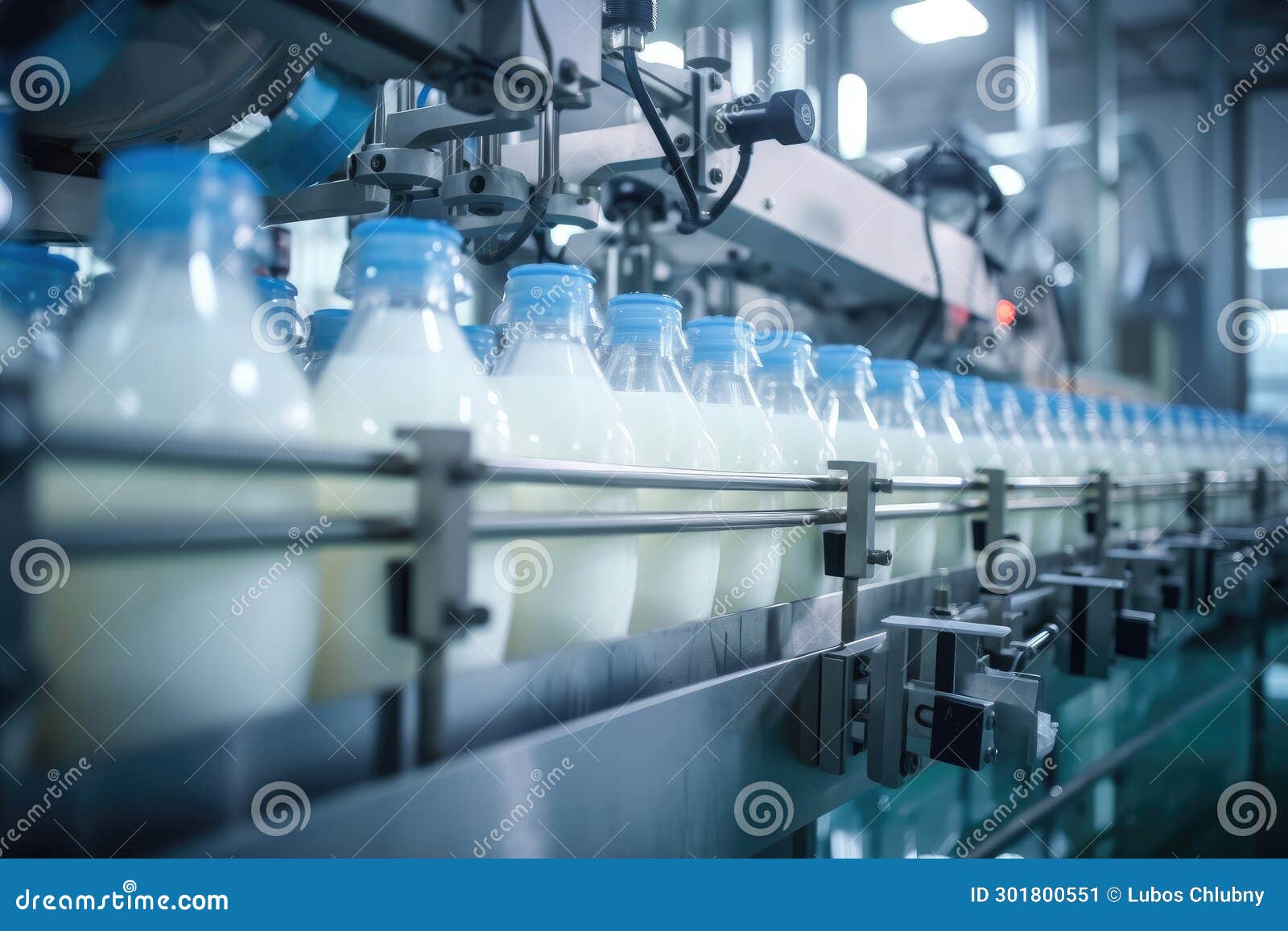 Milk Factory. Robotic Factory Line for Processing and Bottling of Milk ...