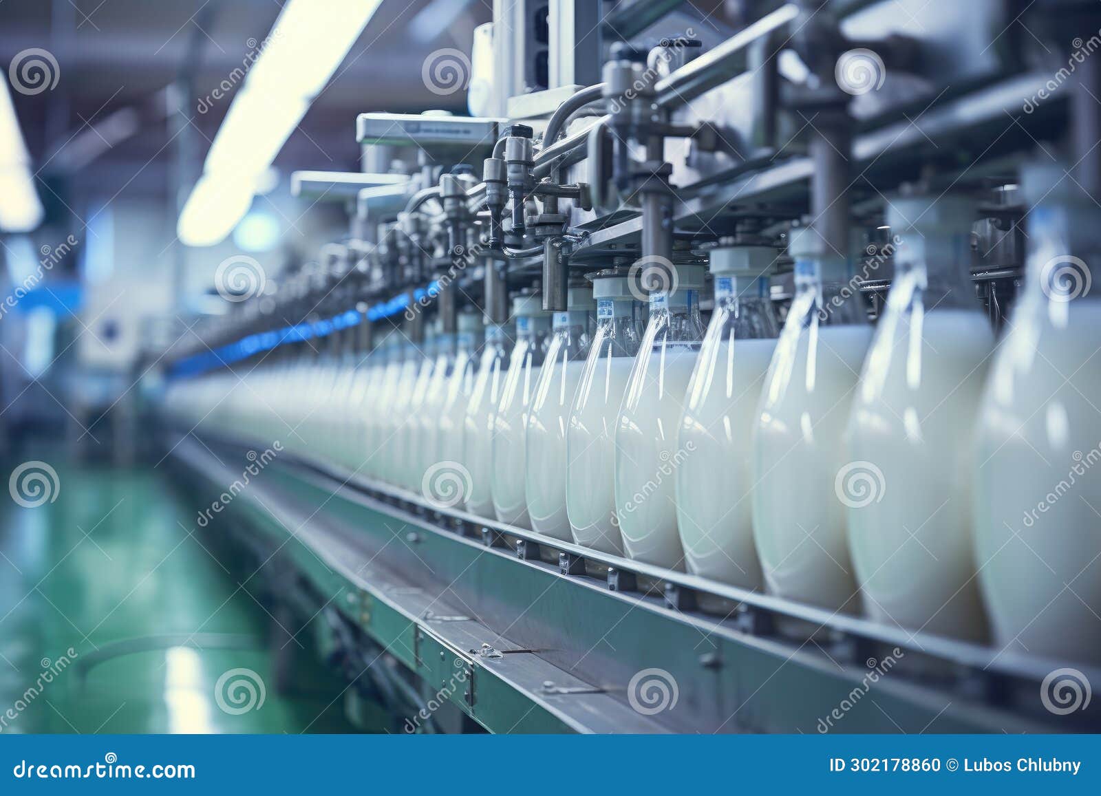 Milk Factory. Robotic Factory Line for Processing and Bottling of Milk ...