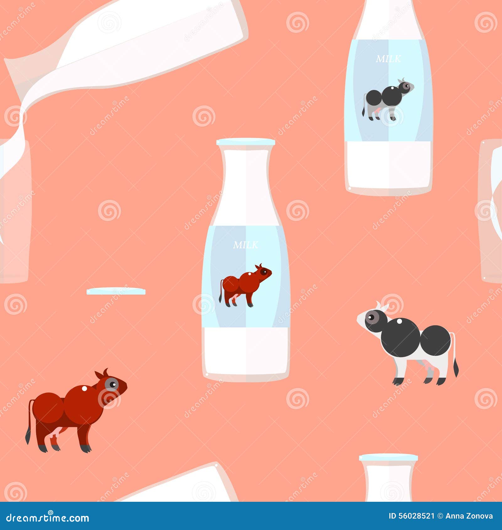 Milk Flat Background. Seamless Vector Pattern. Stock Vector ...