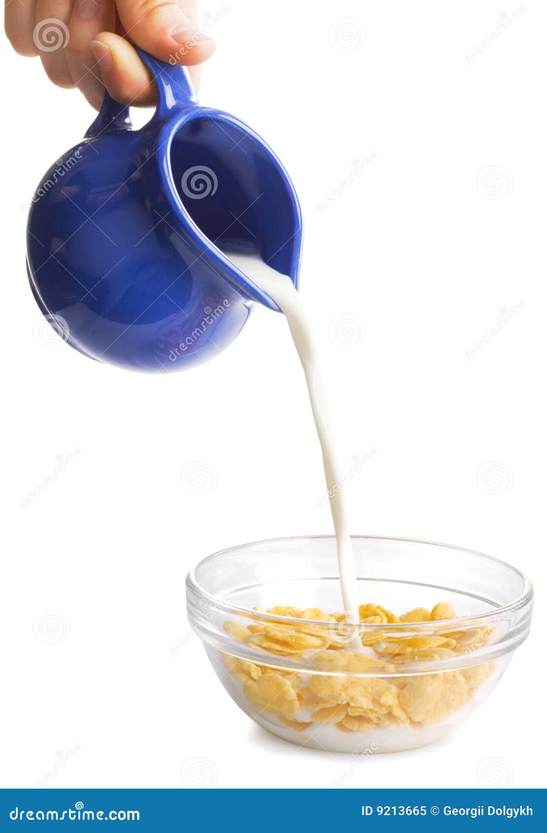 Milk Flowing on a Bowl of Cornflakes Stock Image - Image of flow, milk ...