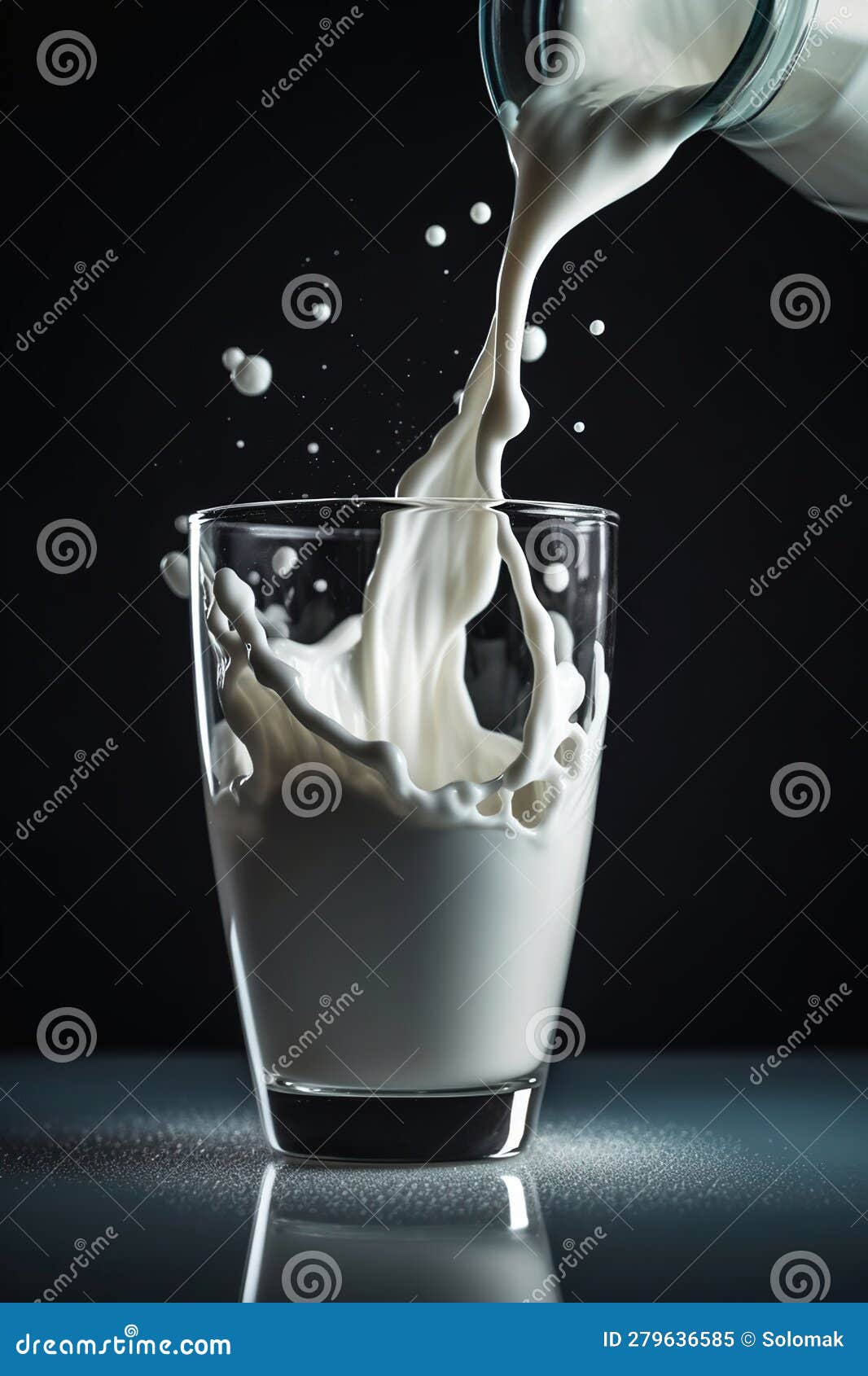 Milk Flowing into a Glass. Generative AI Stock Illustration ...