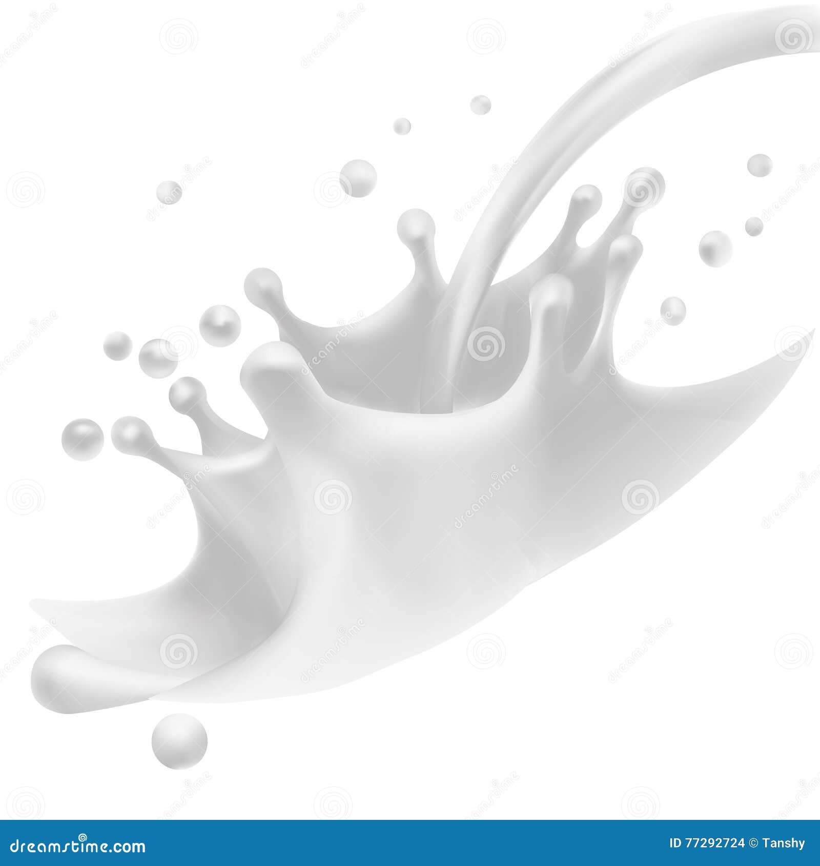 The Milk Flowing, in Motion Splashing Milk Isolated Vector Stock Vector ...