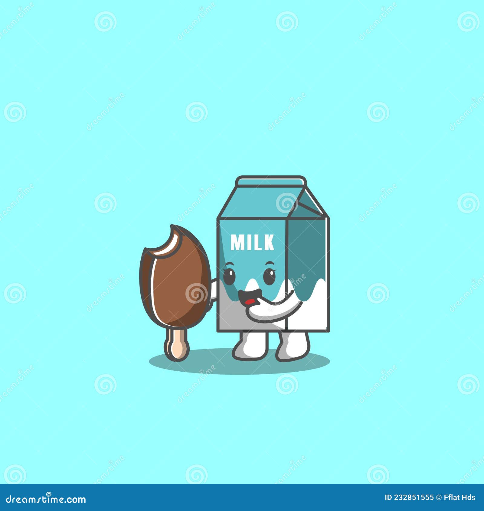 Milk Hugging Ice Cream Illustration Stock Vector - Illustration of cold ...