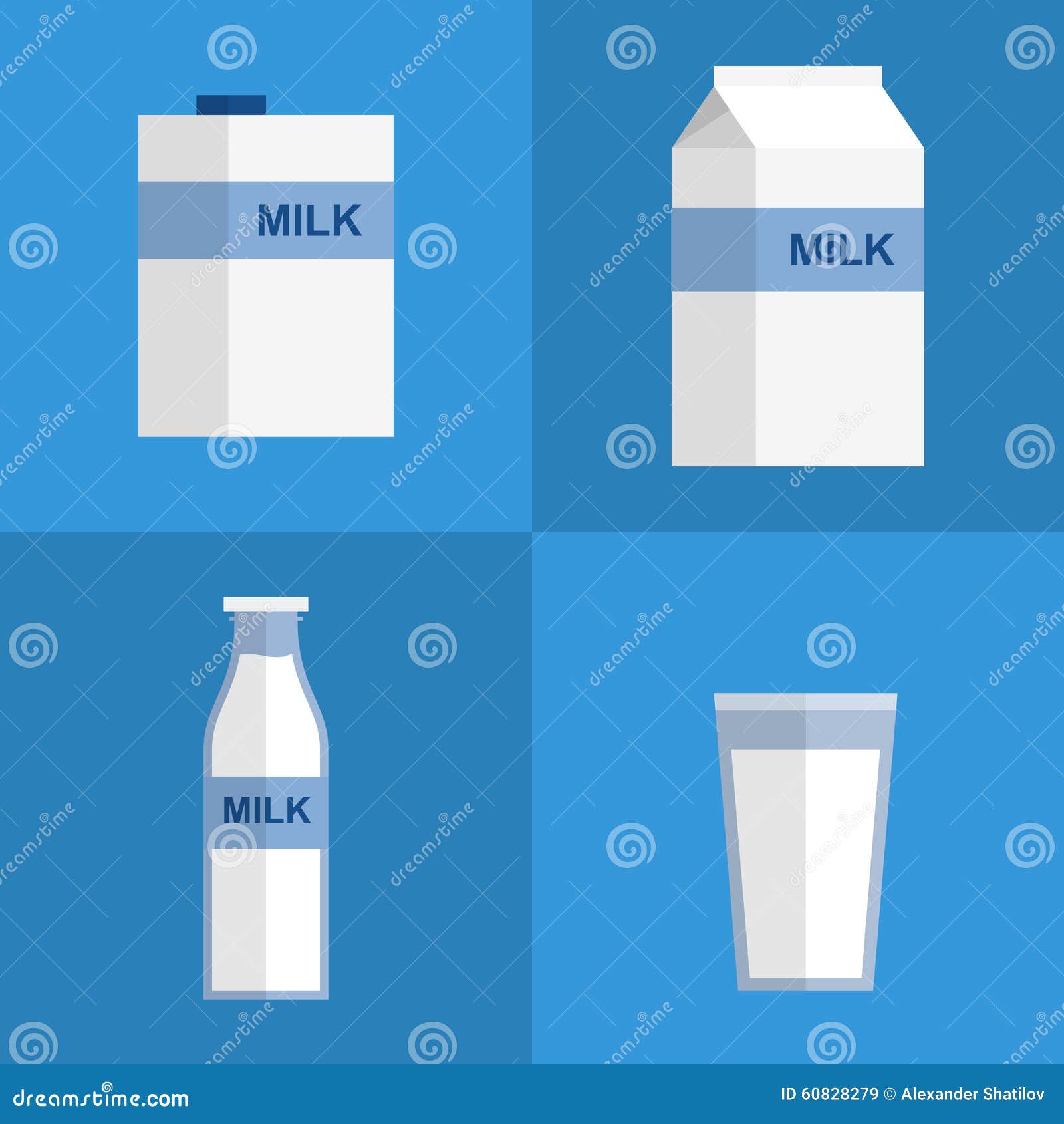 Milk Icon Package Types. Flat Style Stock Illustration - Illustration ...