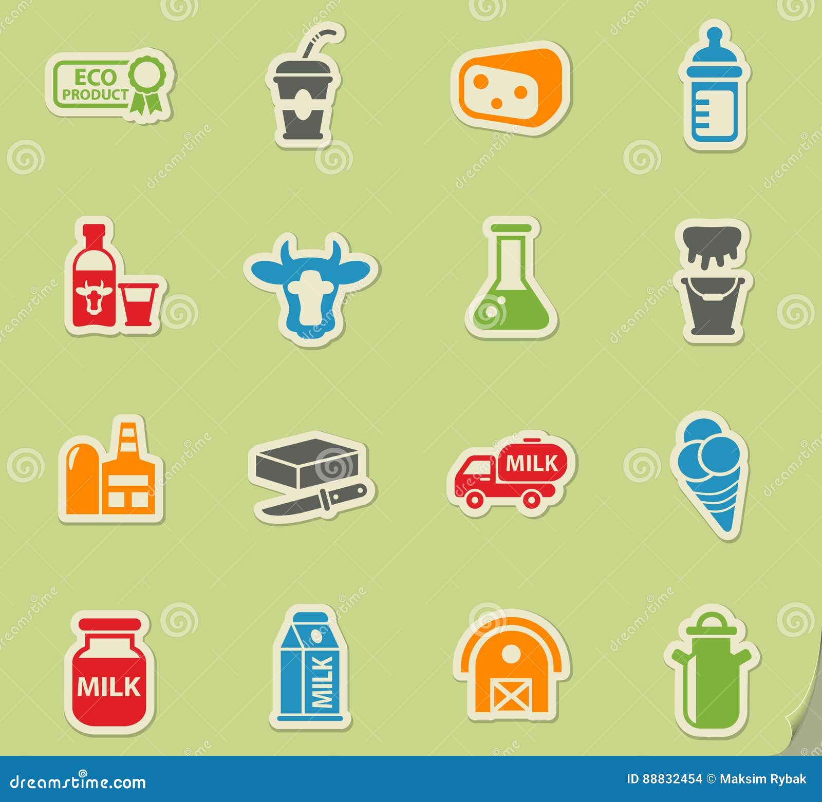 Milk icon set stock illustration. Illustration of paper - 88832454