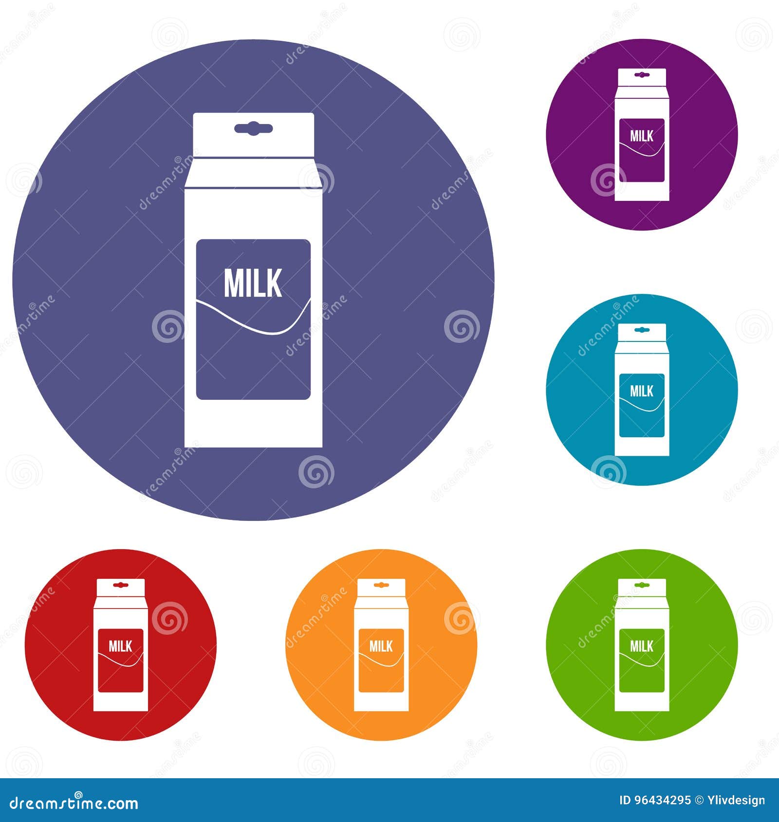 Milk icons set stock vector. Illustration of carton, collection - 96434295