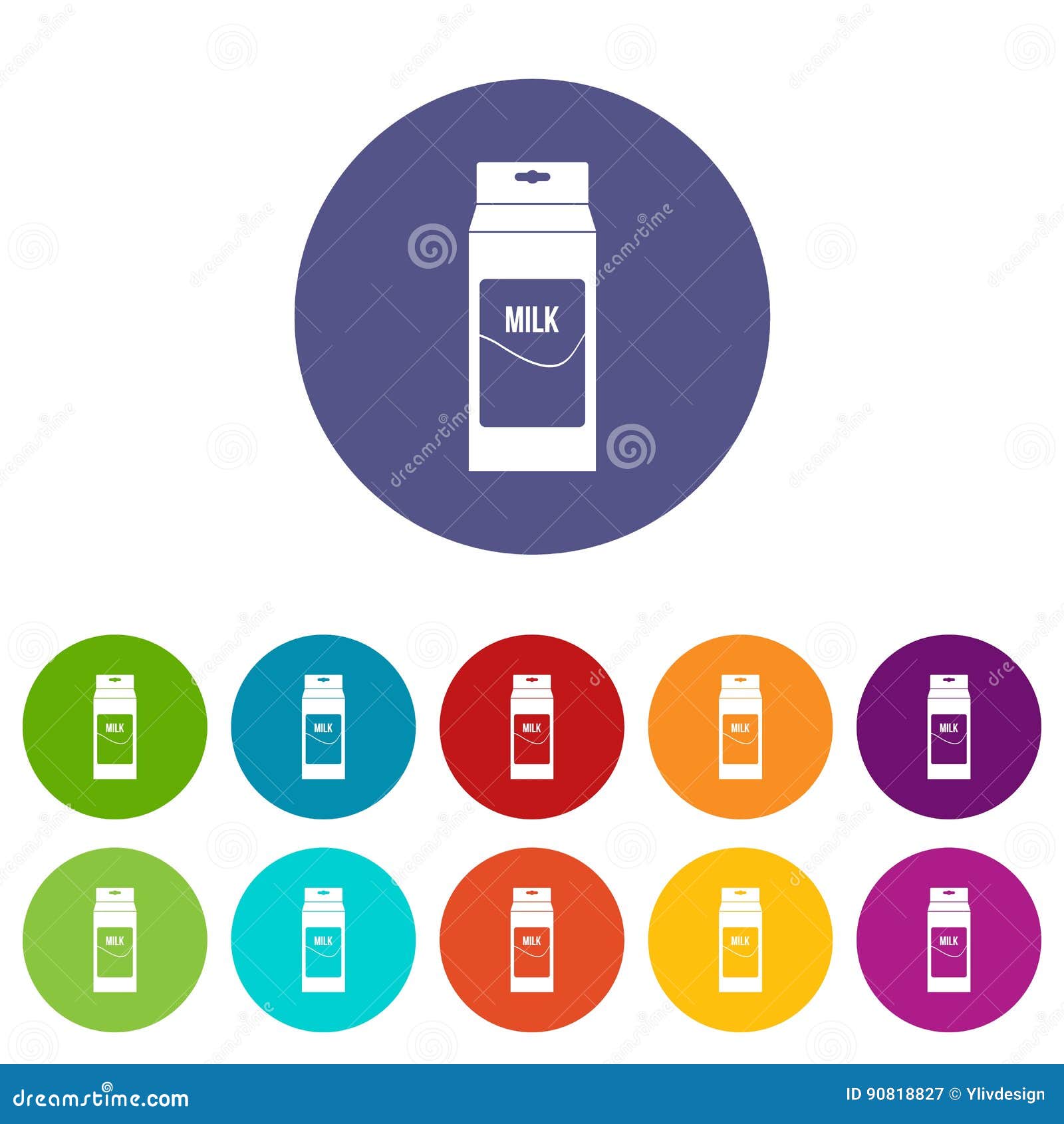 Milk icons set flat vector stock vector. Illustration of contents ...