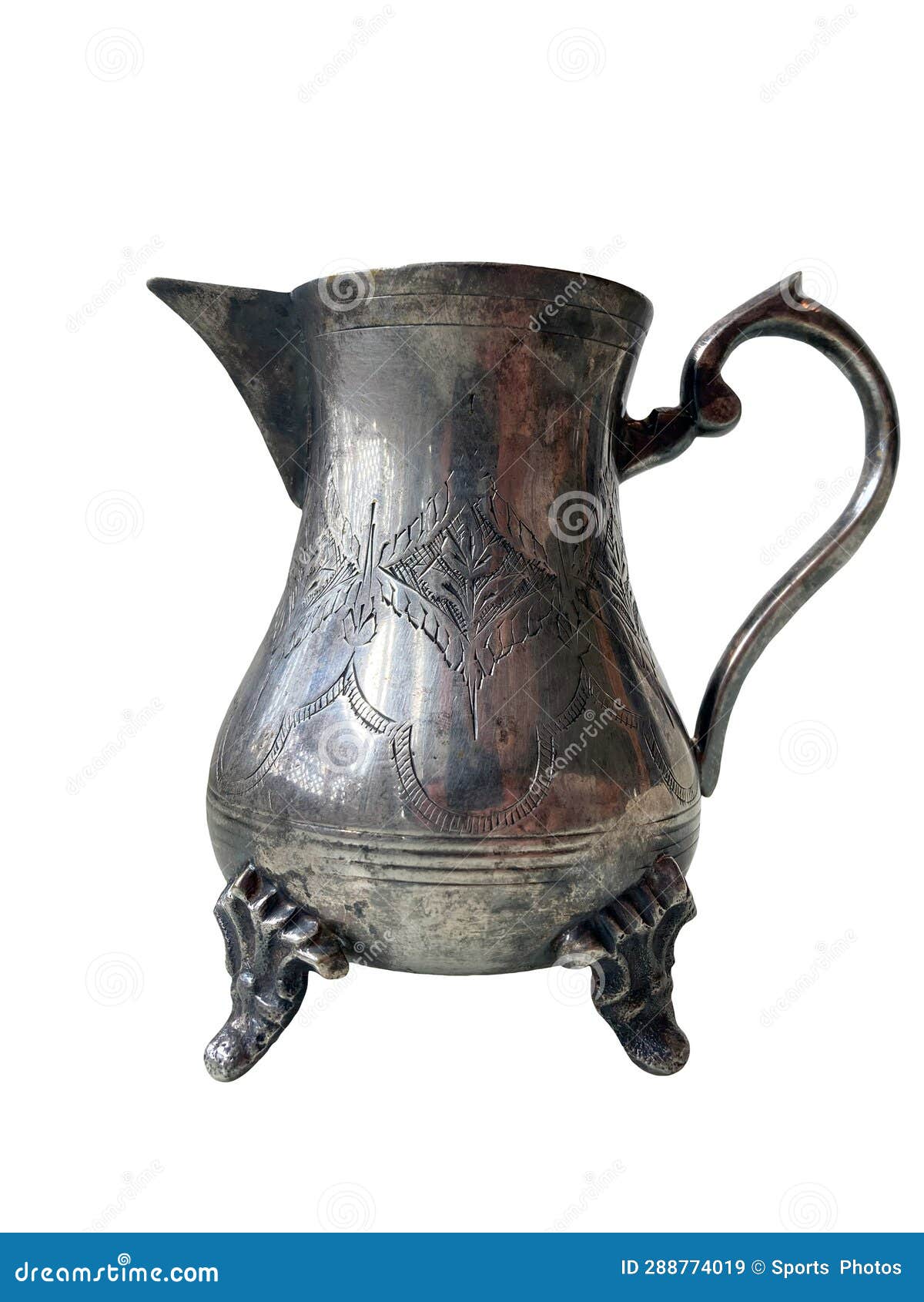 Milk Jug Old Antique Silver Ware Isolated Stock Image - Image of ...