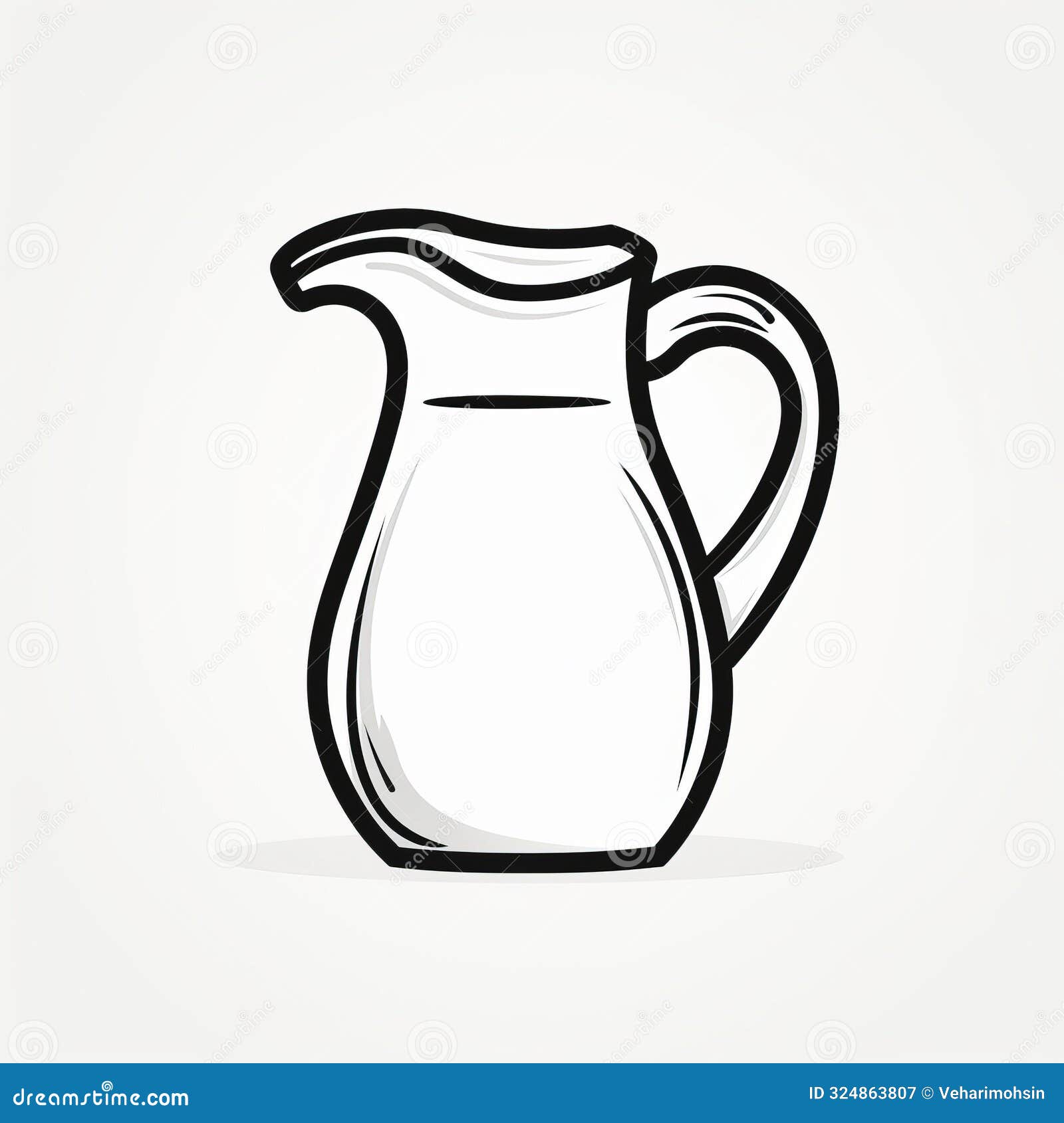 Milk Jug Outline Vector Icon. Drawn Monochrome Beverage Water Pitcher ...