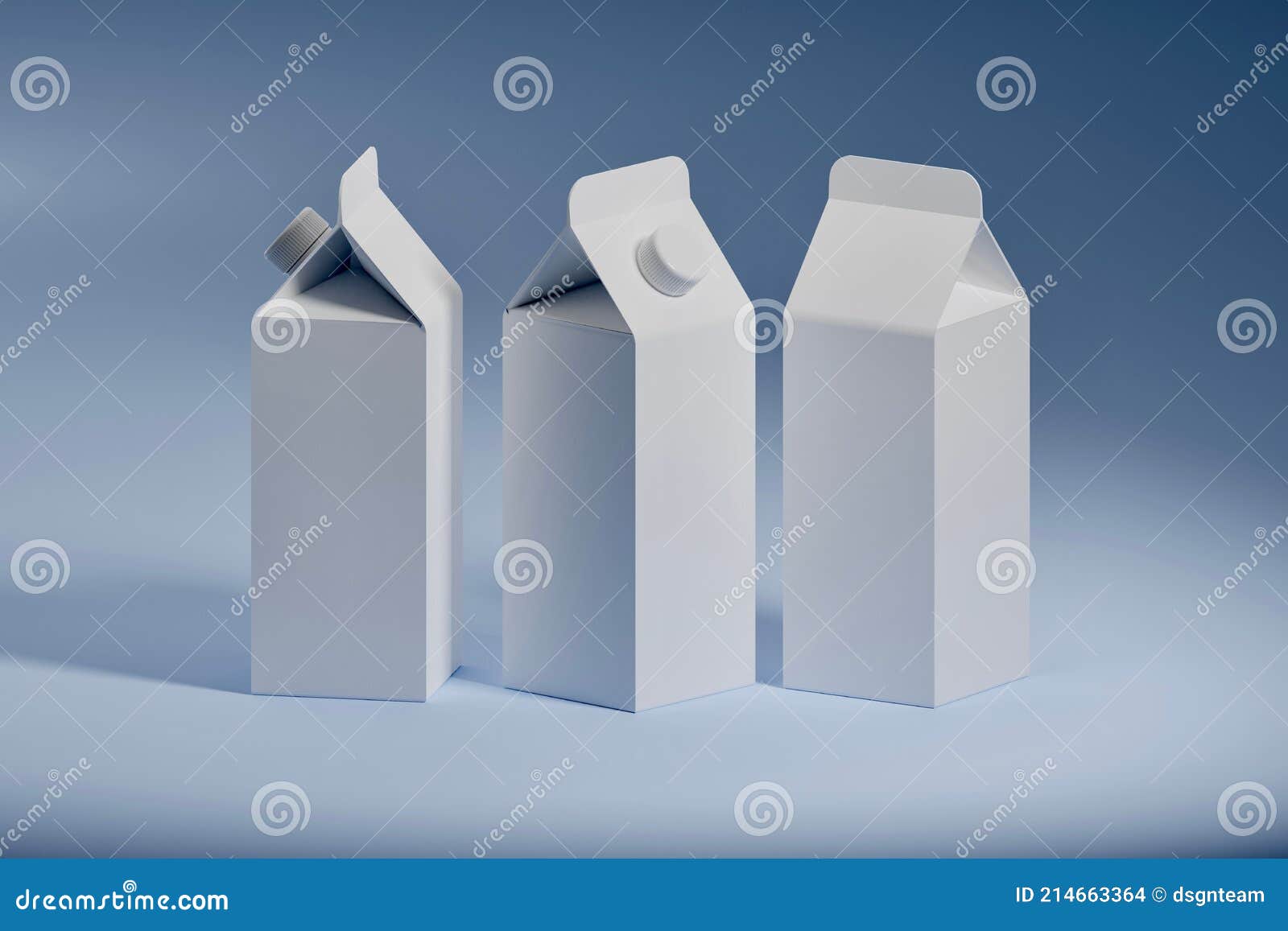 Milk or Juice Boxes with Lid. Retail Package Mockup. 3d Render ...