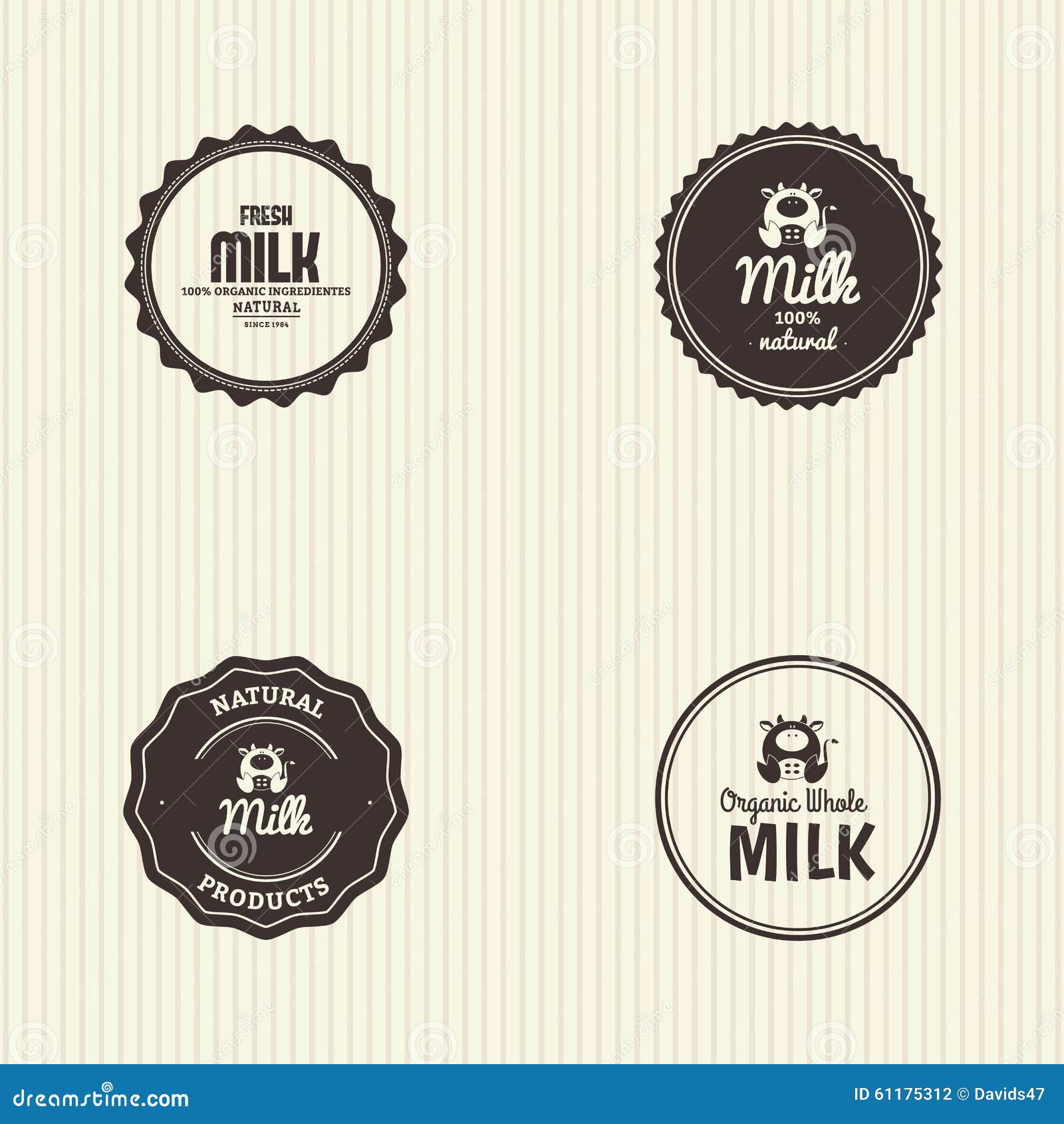 Milk label stock vector. Illustration of breakfast, nutrient - 61175312