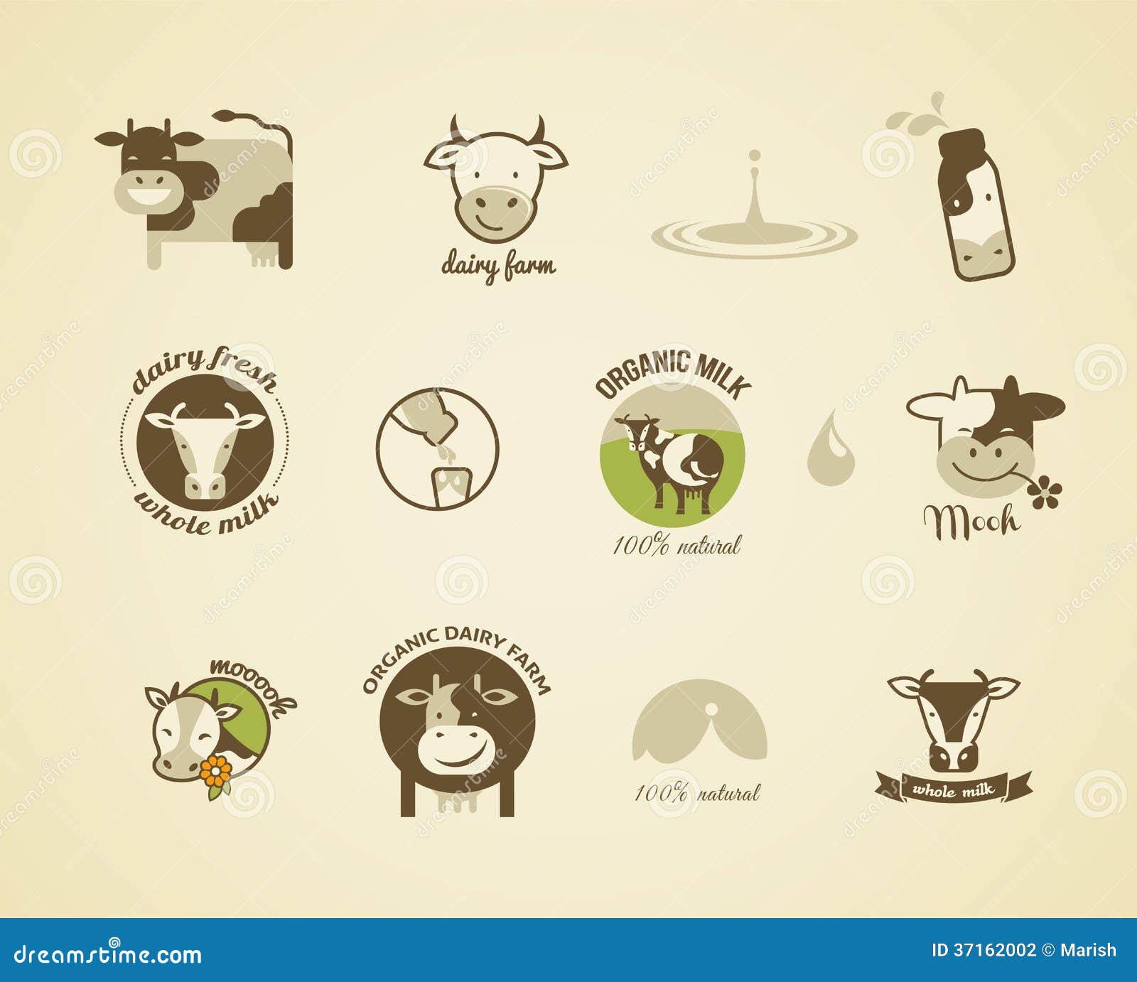 Milk Labels, Elements and Icons Stock Vector - Illustration of dairy ...