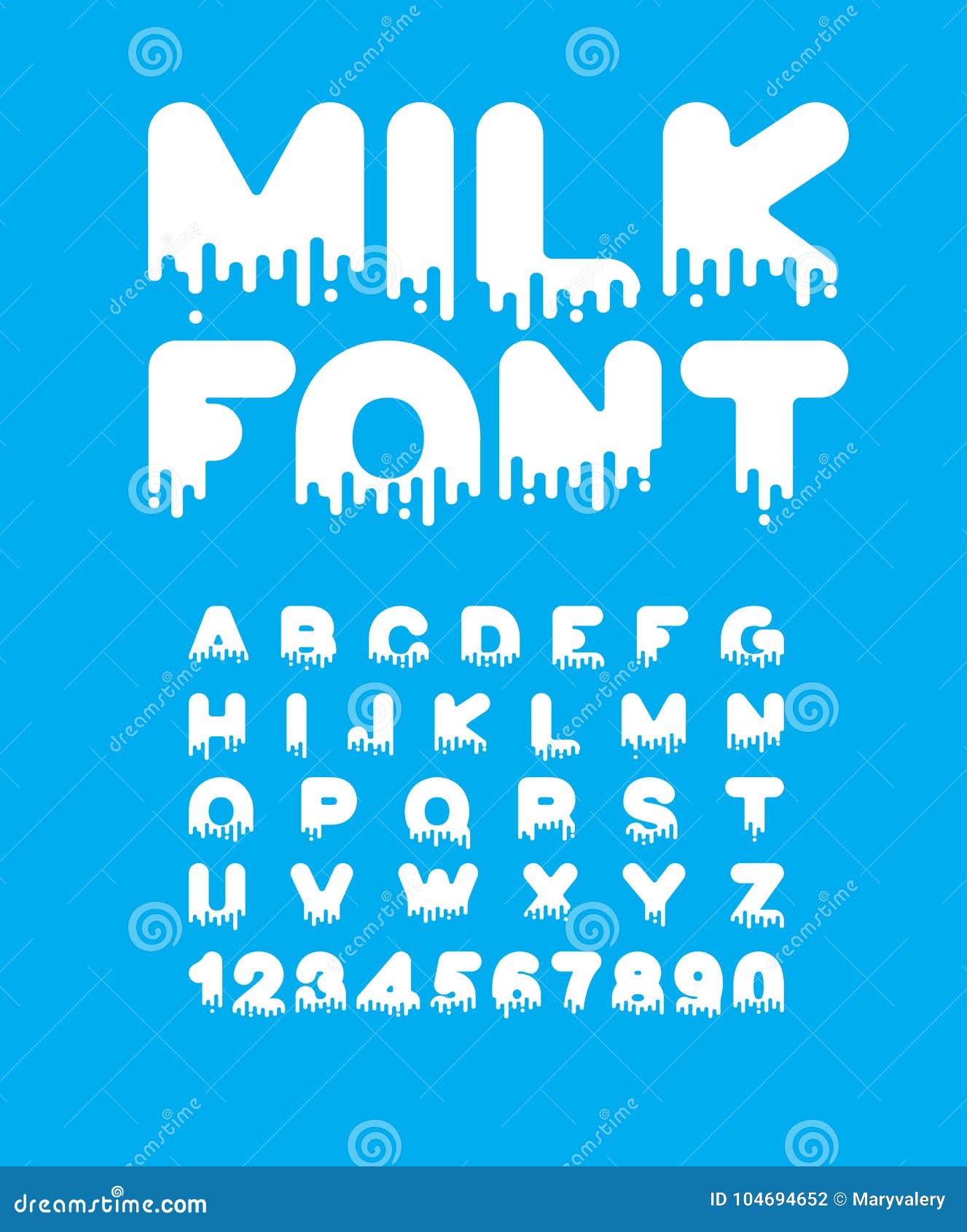 Milk Alphabet Vector Set. Yoghurt Or Cream Font. Dairy Lettering. White ...