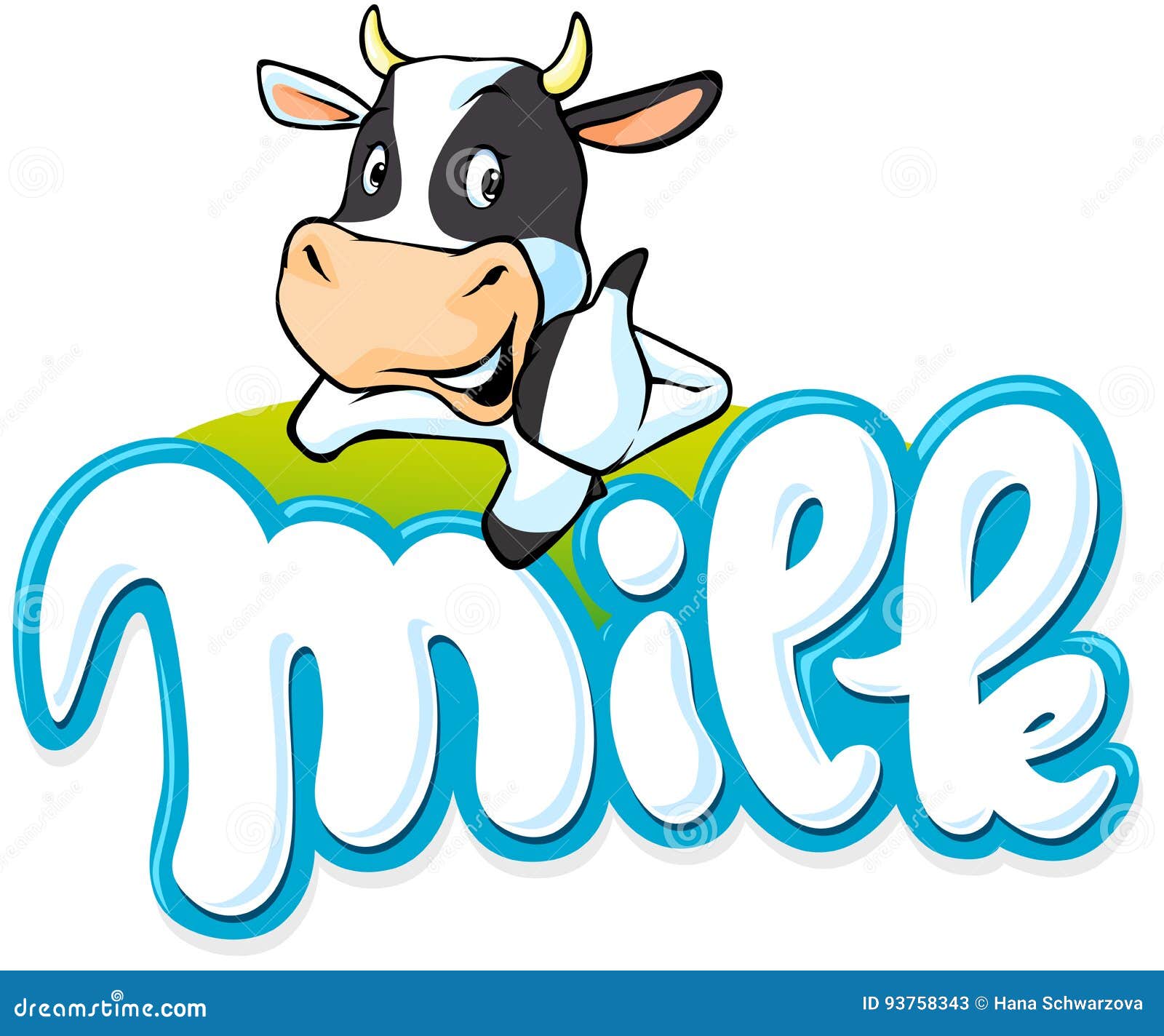 Milk Logo Hand Written with Cow - Vector Stock Vector - Illustration of ...