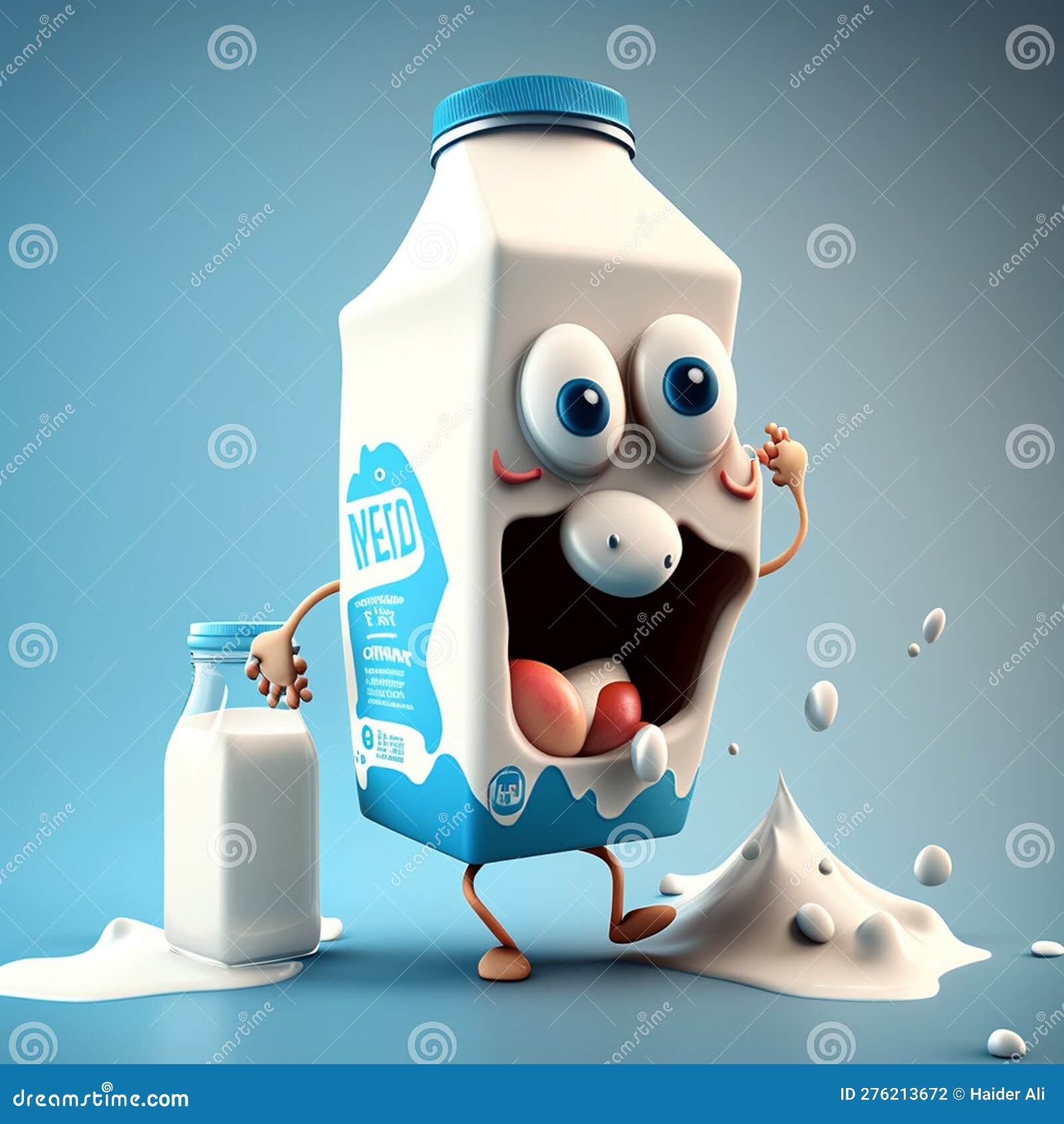 Milk Pack Cartoon Character in Happy Mood. AI Stock Illustration ...