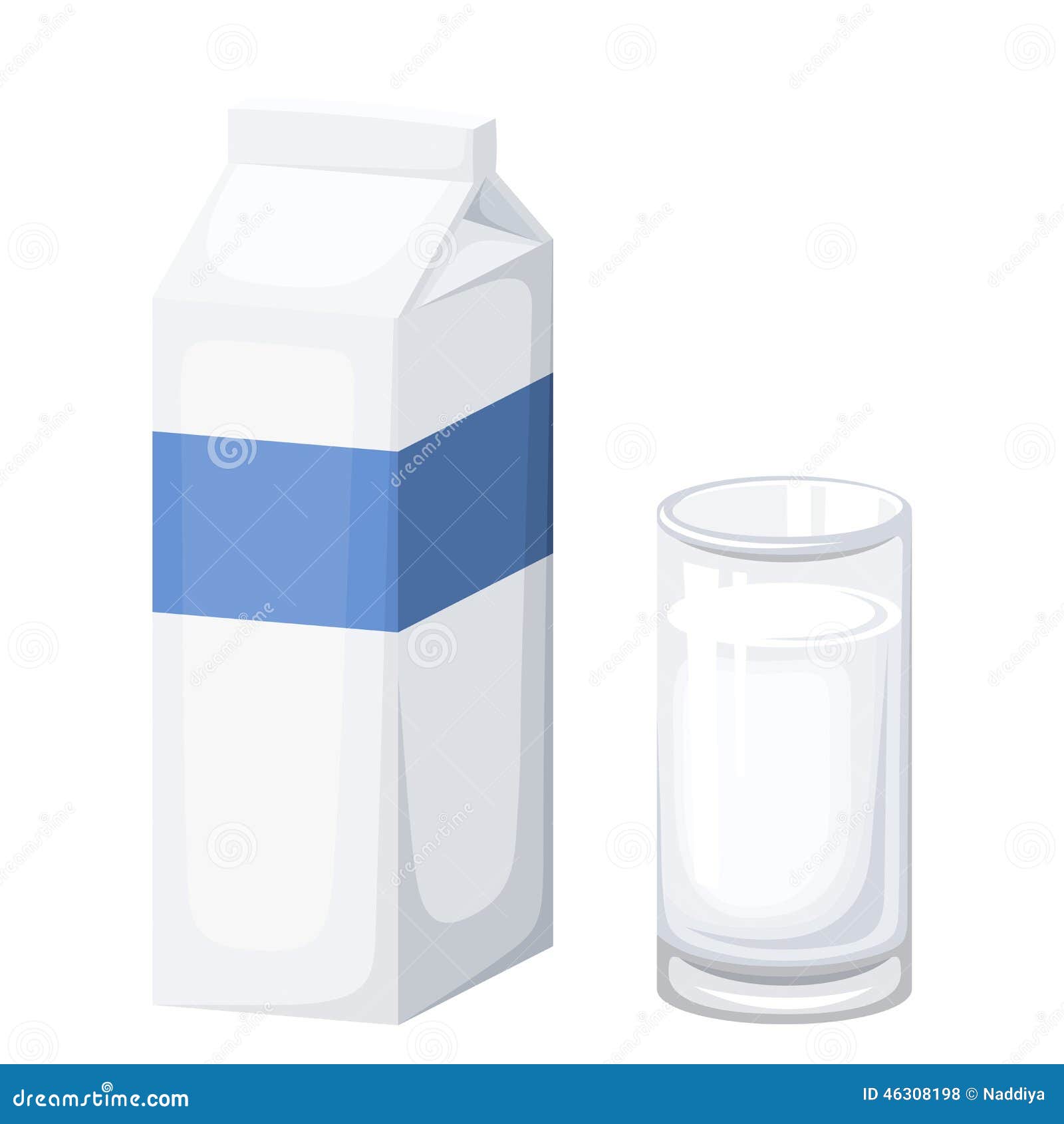 Milk Package And Glass Of Milk. Vector Illustration. Stock Vector ...