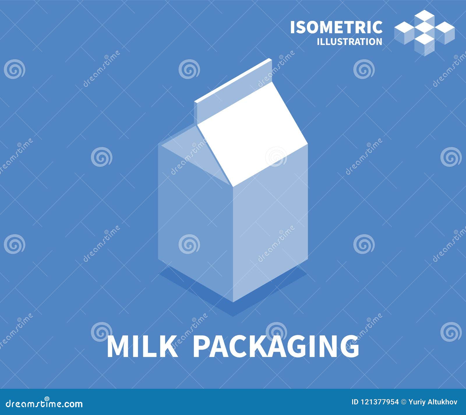 Milk Packaging Icon. Isometric Template for Web Design in Flat 3D Style ...