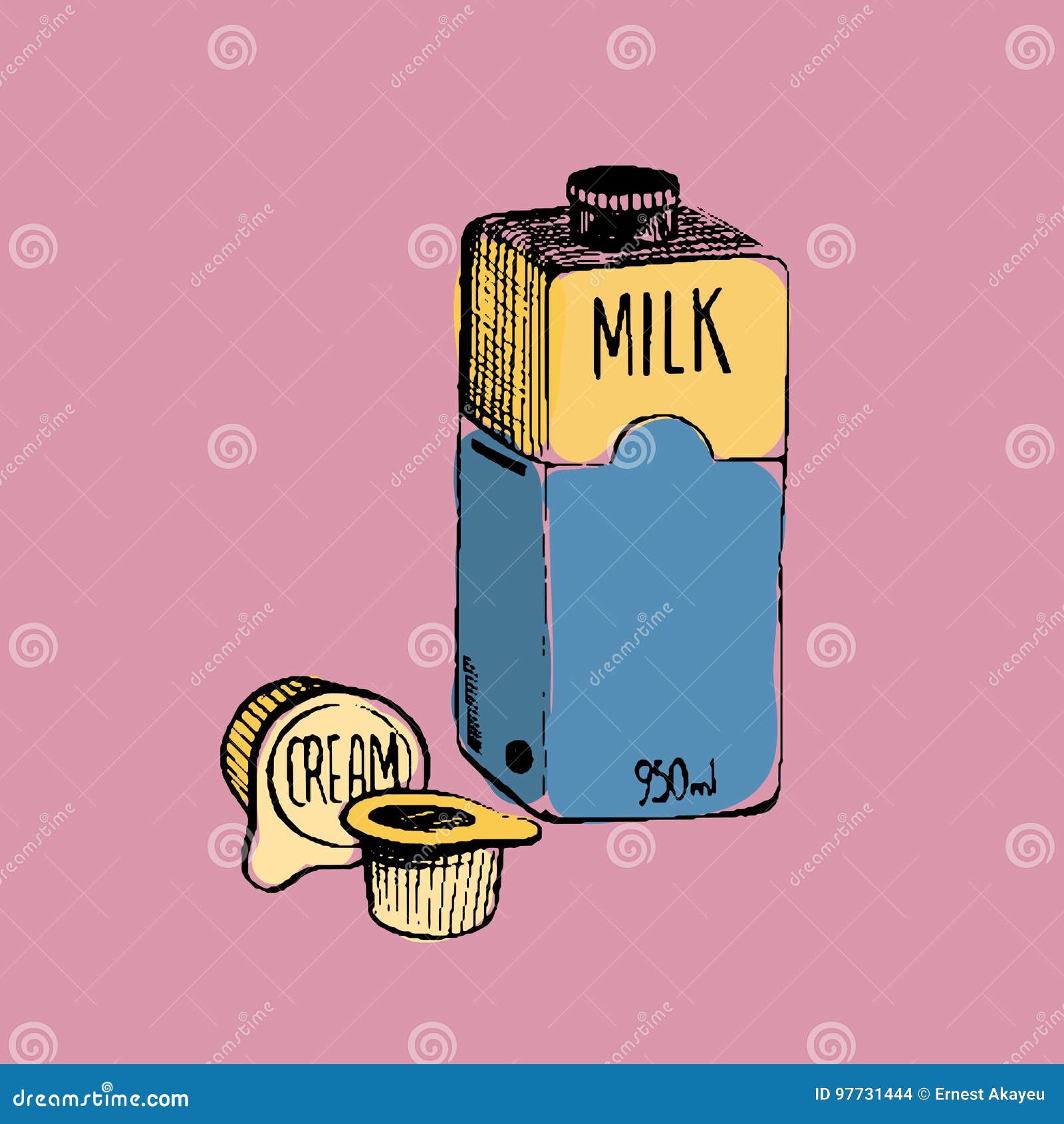 Milk Packaging Concept Isolated On White Background, Red Color Scheme ...