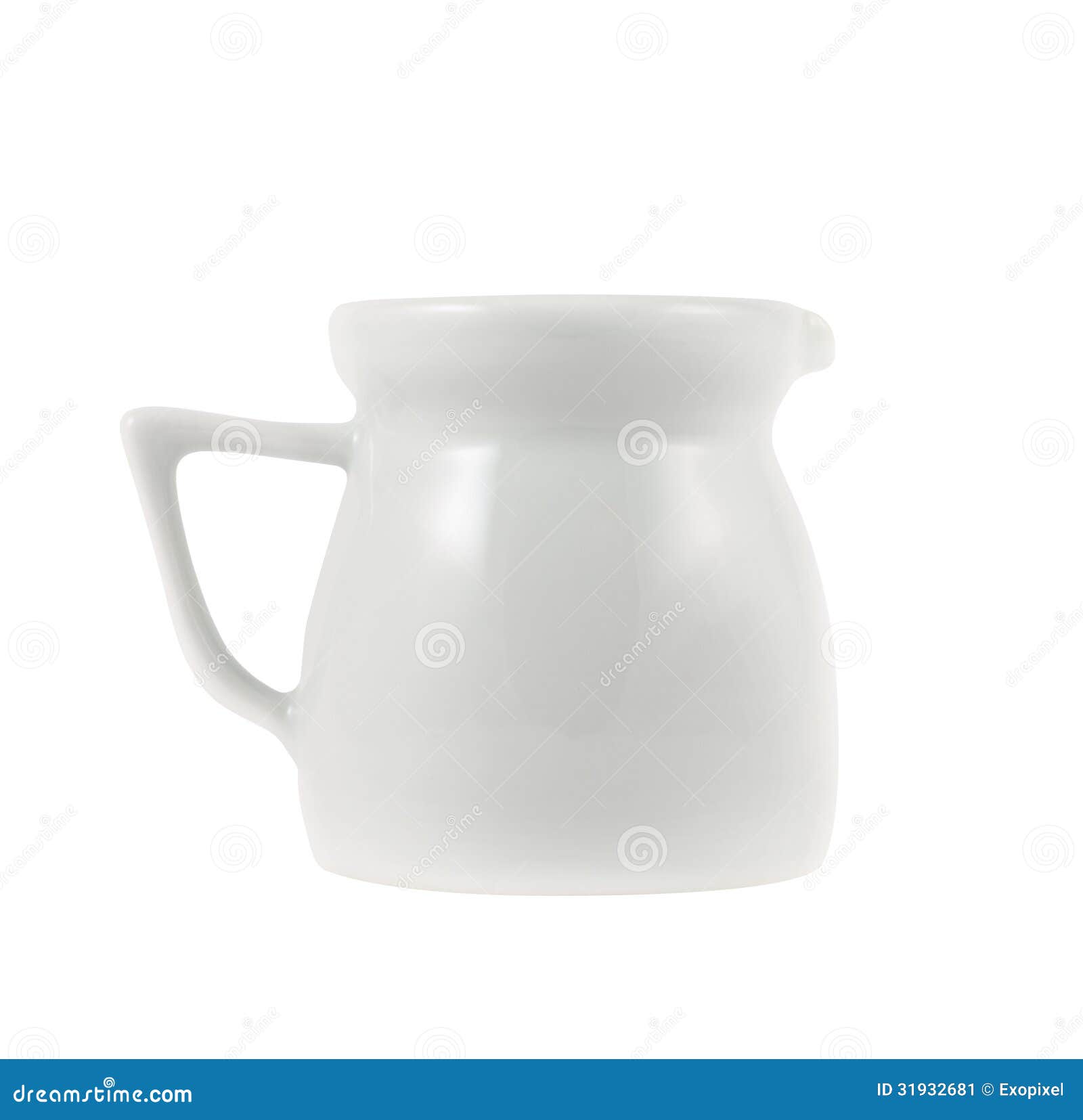 Milk Pitcher White Ceramic Ewer Isolated Stock Image - Image of fresh ...