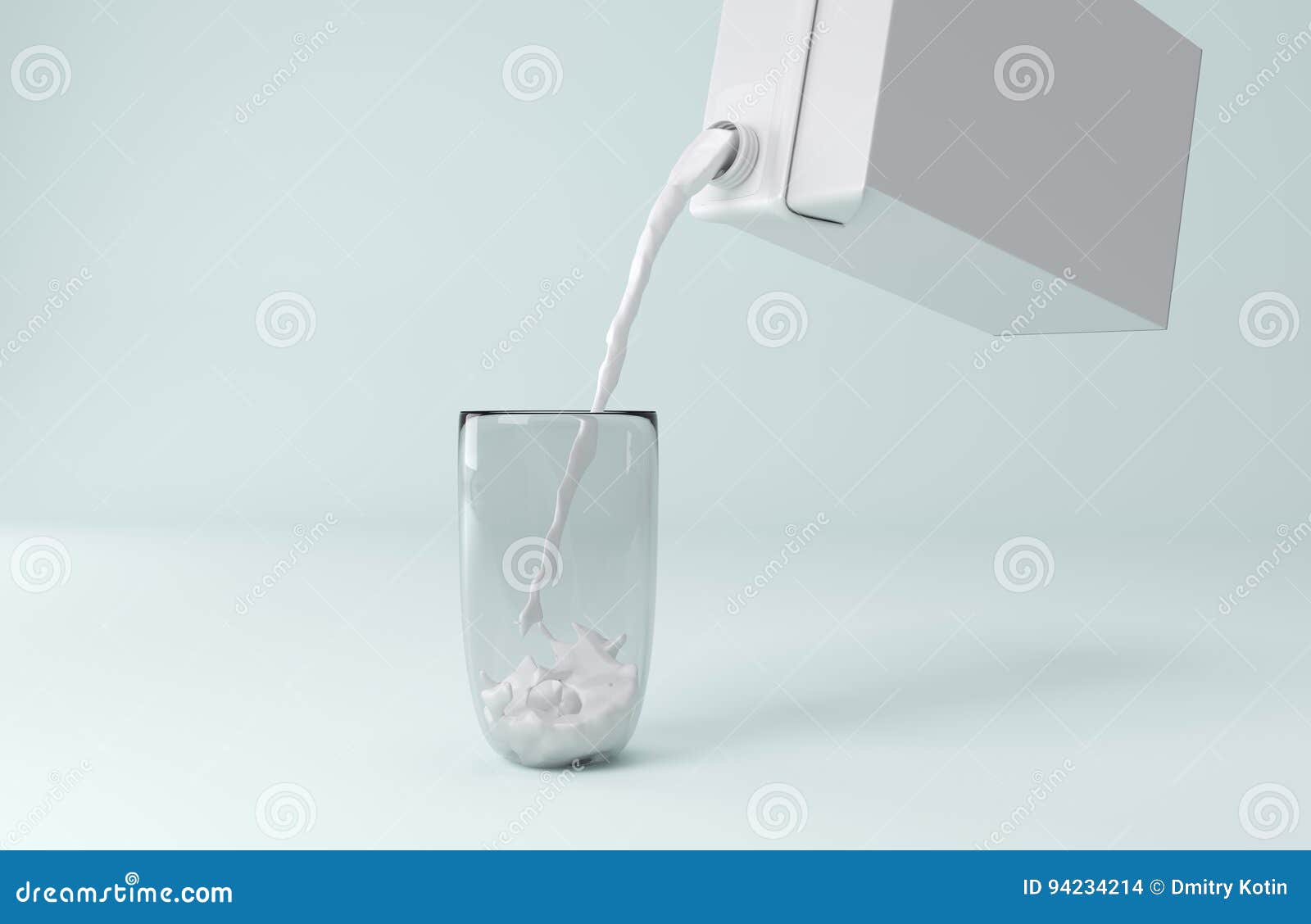 The Milk is Pouring Out of the Box. 3D Rendering. Stock Illustration ...