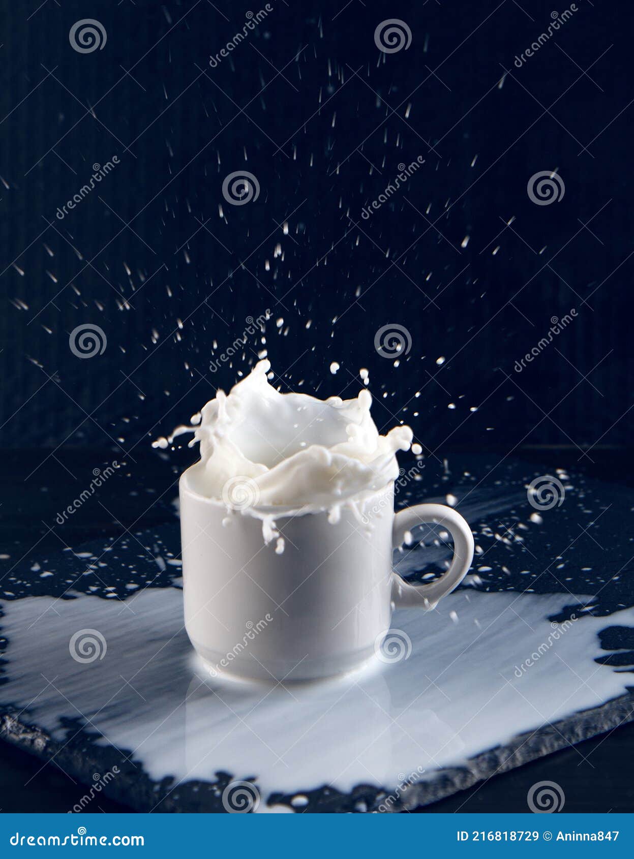 Milk Pouring Out of White Cup, Concept Active Energy Stock Image ...