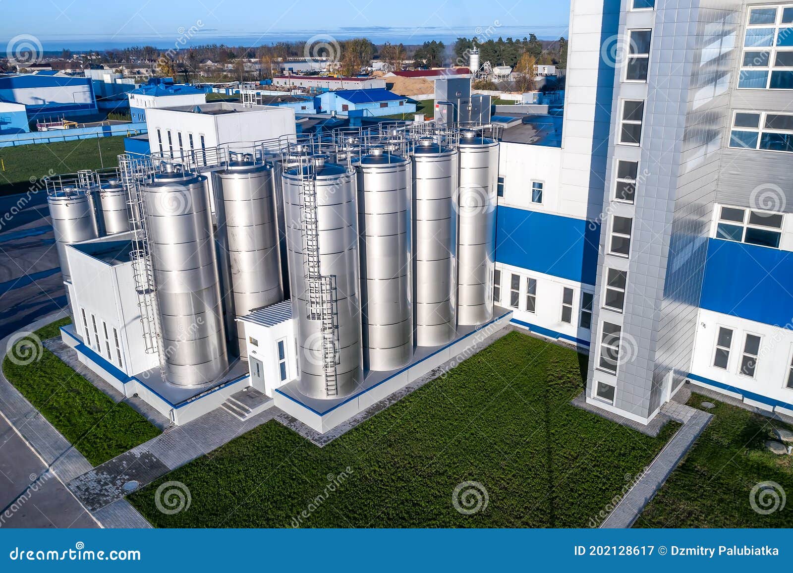 The Milk Processing Plant the Facade of the Building Top View Stock ...
