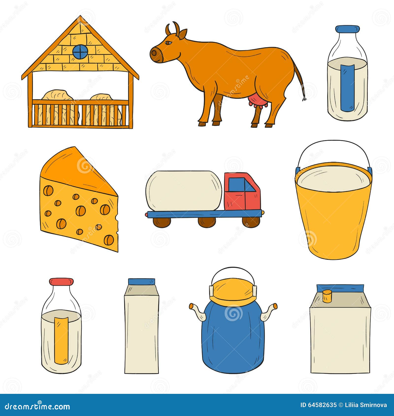 Milk production icons stock vector. Illustration of milk - 64582635