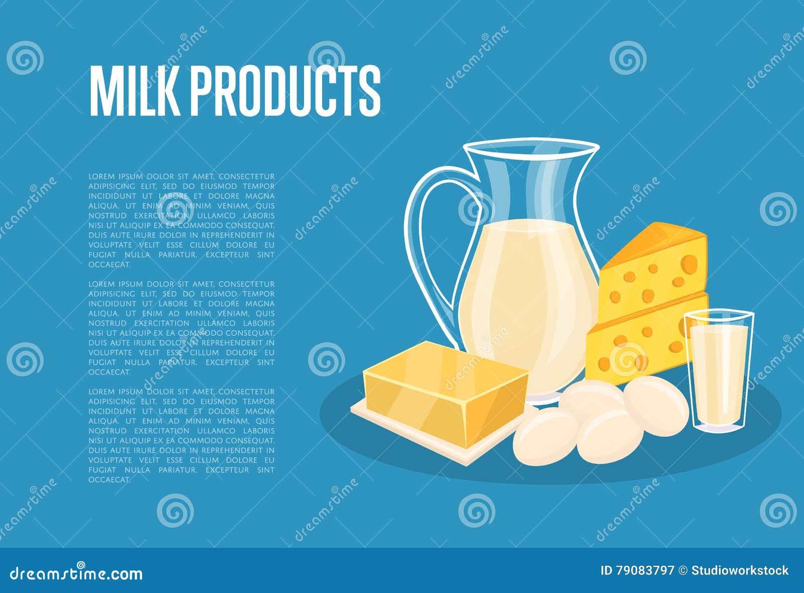Milk Products Banner with Dairy Composition Stock Vector - Illustration ...
