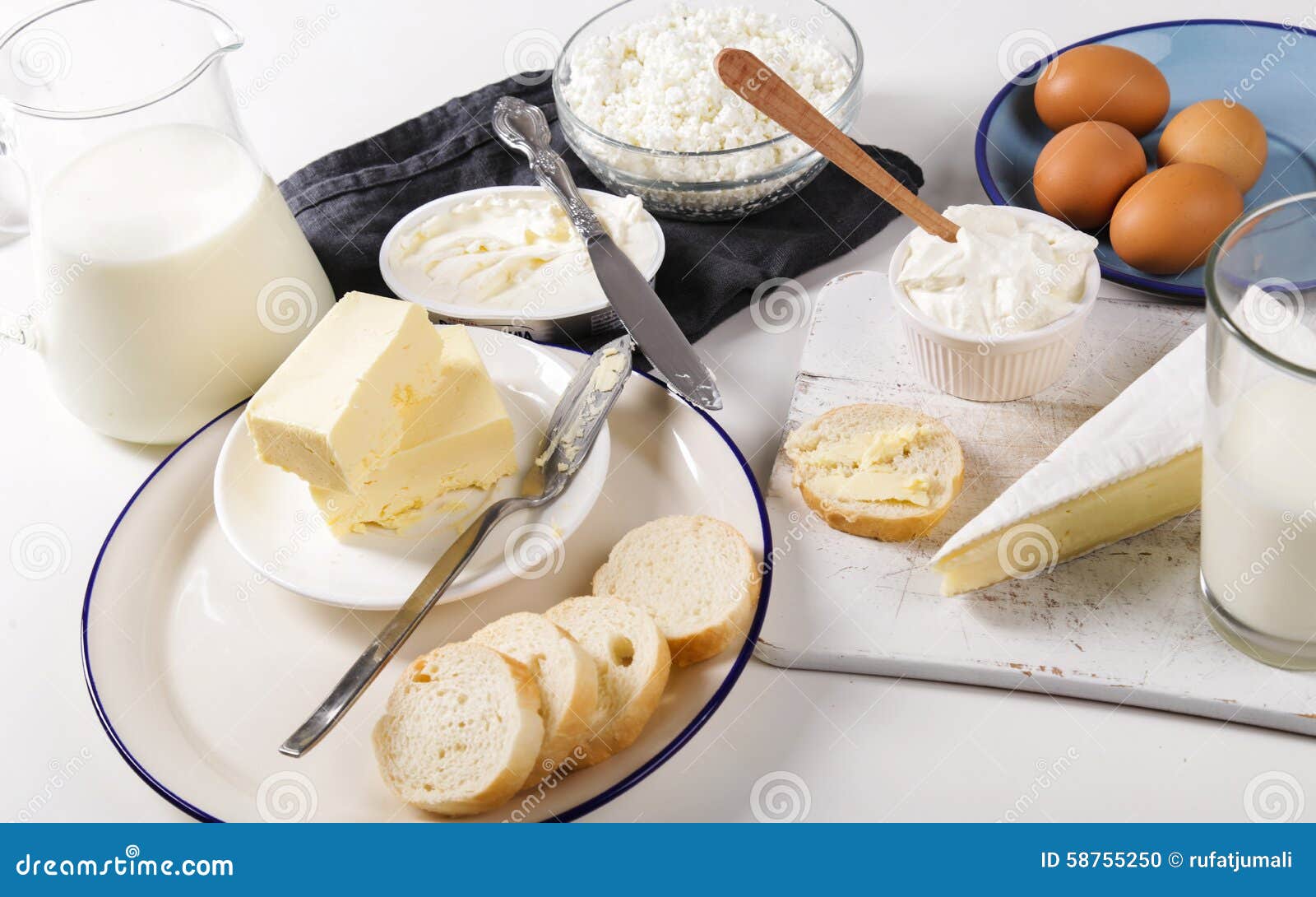 Milk products stock photo. Image of breakfast, bowl, dish - 58755250