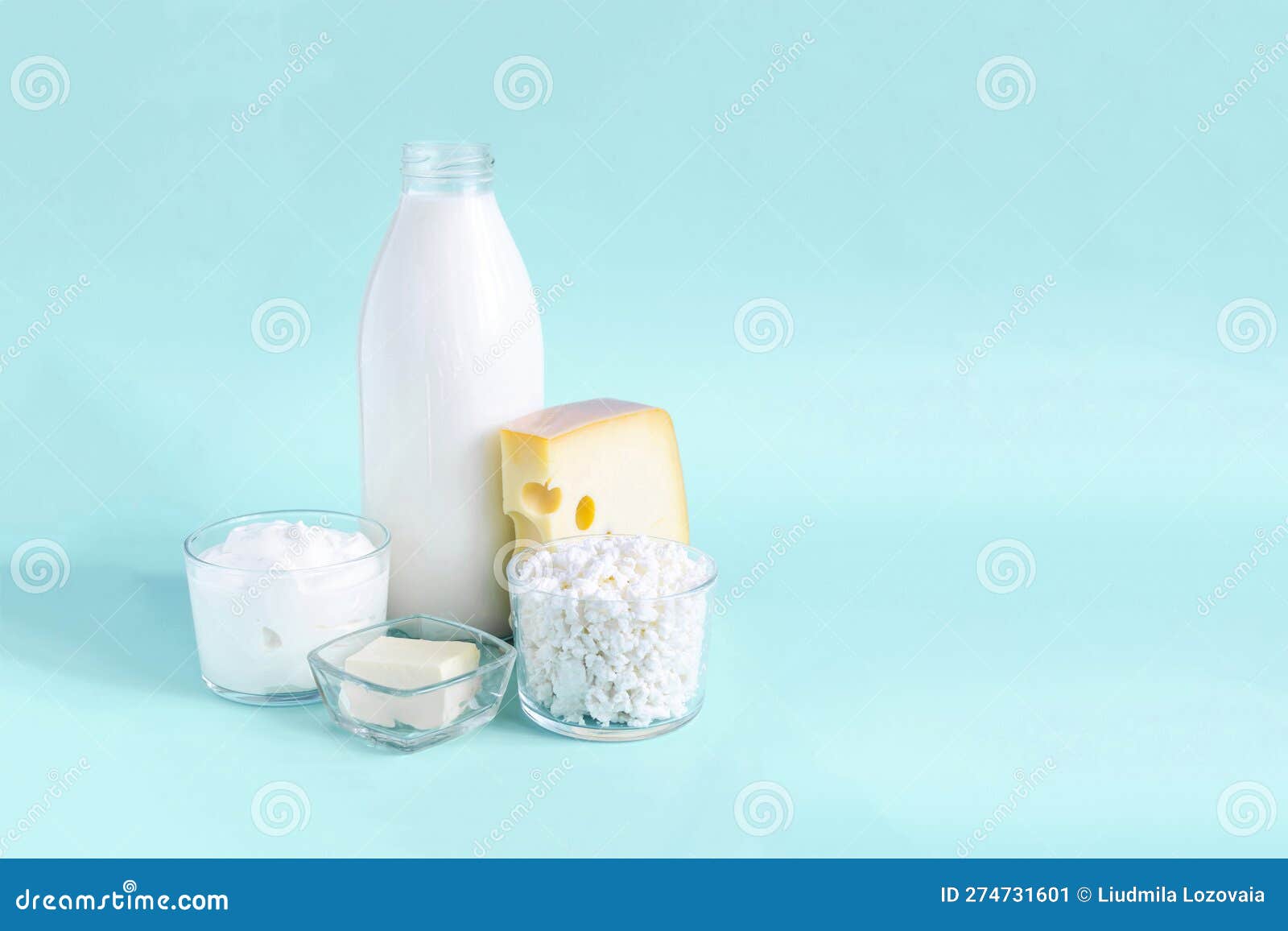Milk and Milk Products on a Light Background Stock Image - Image of ...