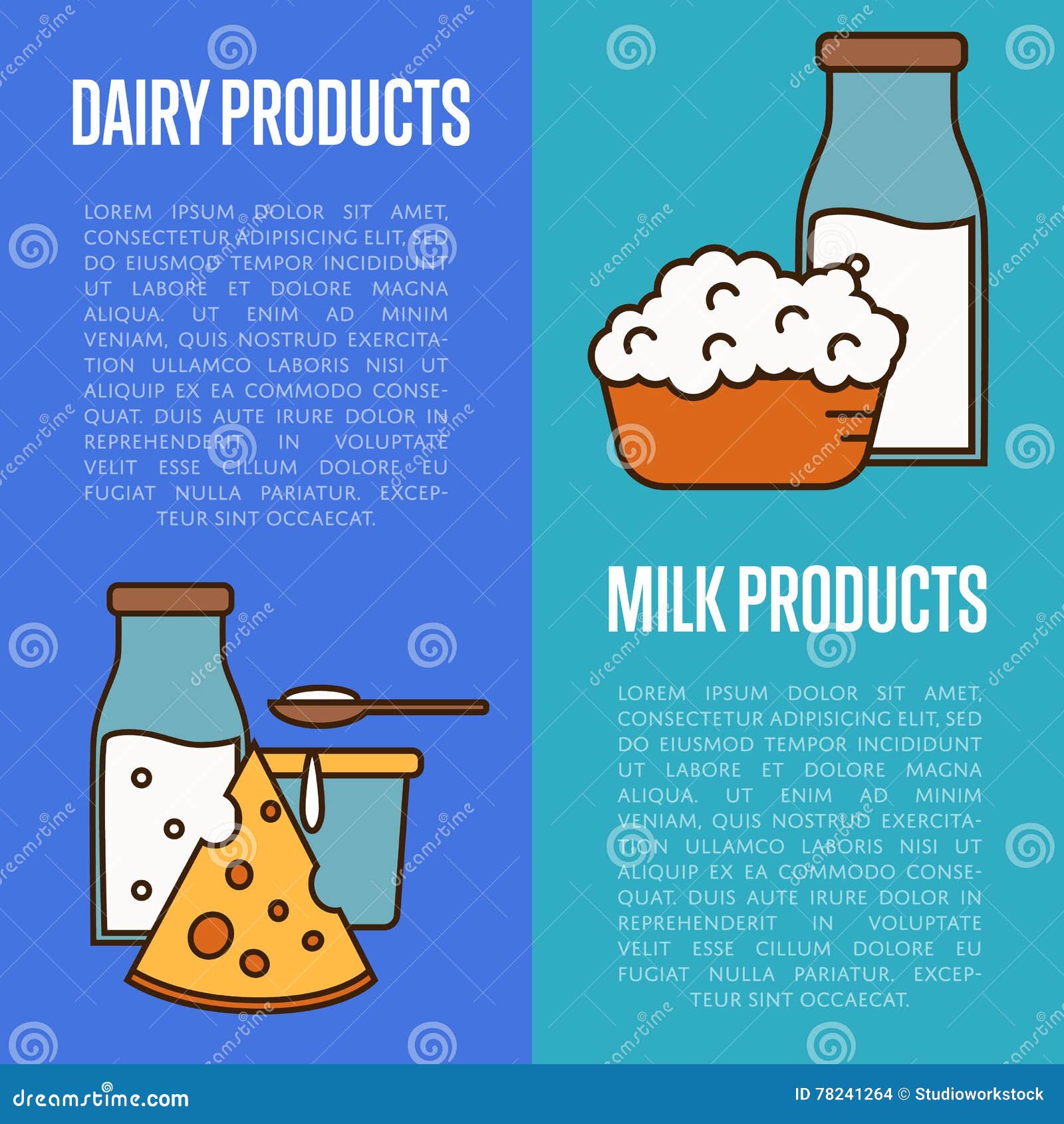 Milk Products Vertical Flyers Set Stock Vector - Illustration of line ...