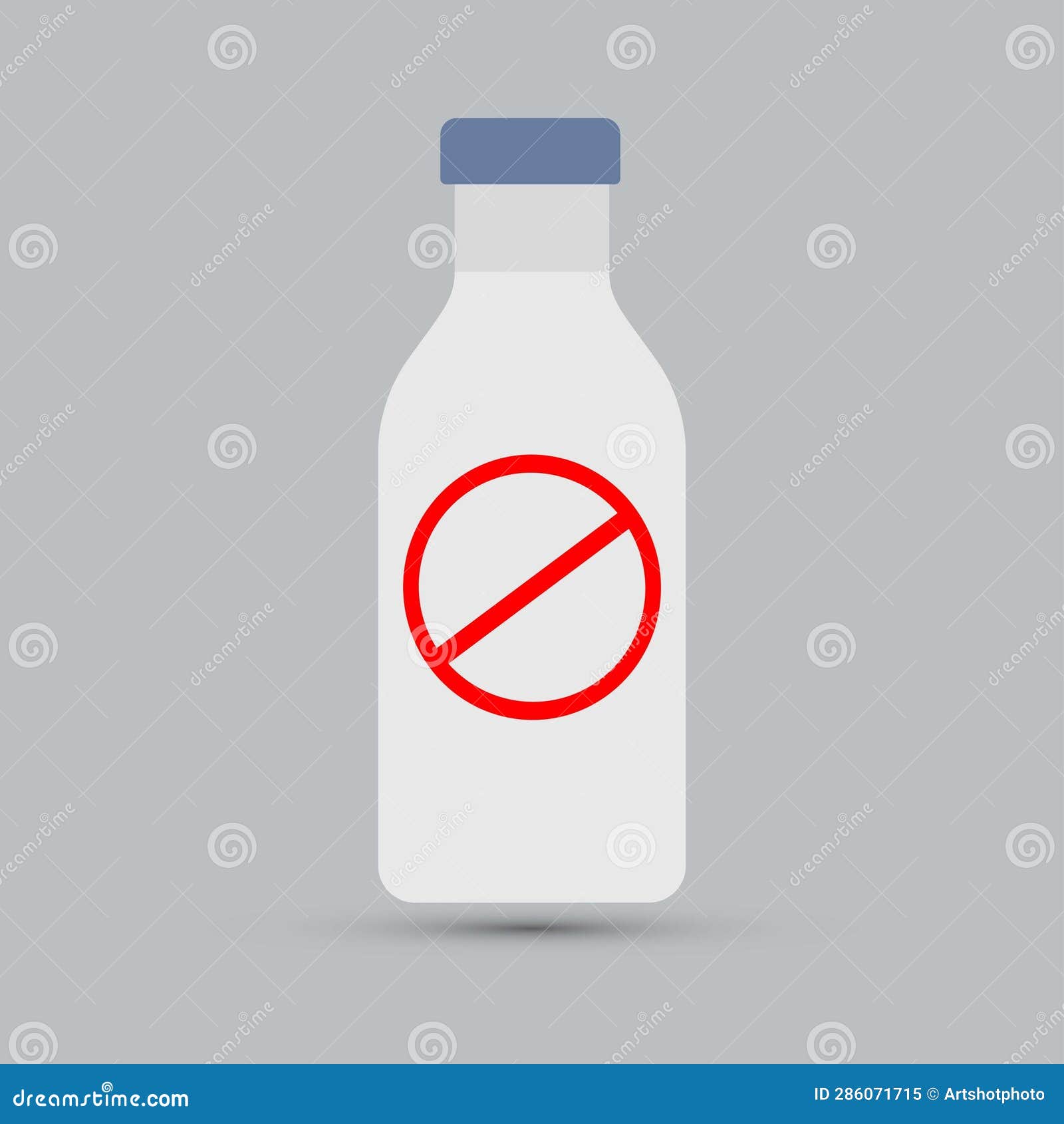 Milk Bottle with Prohibition Sign on it, No Milk, Lactose Free ...