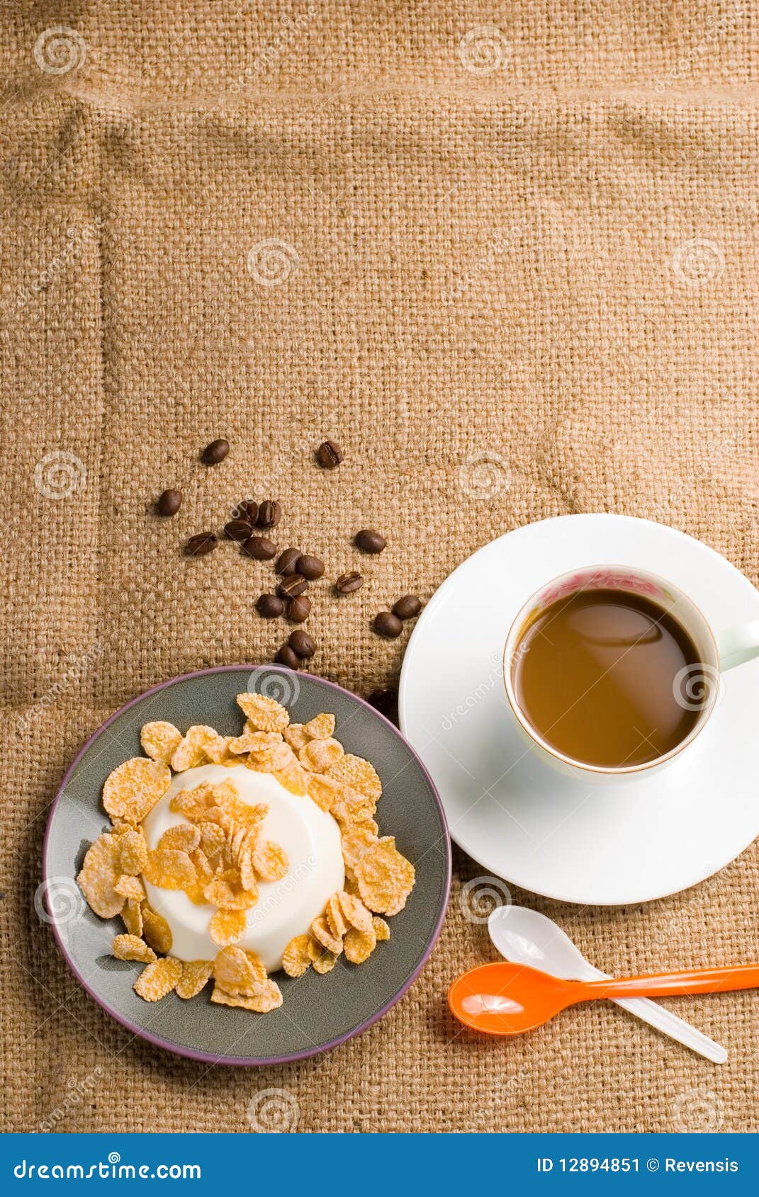 Milk Pudding with Sweet Crips and Coffee Stock Image - Image of ...