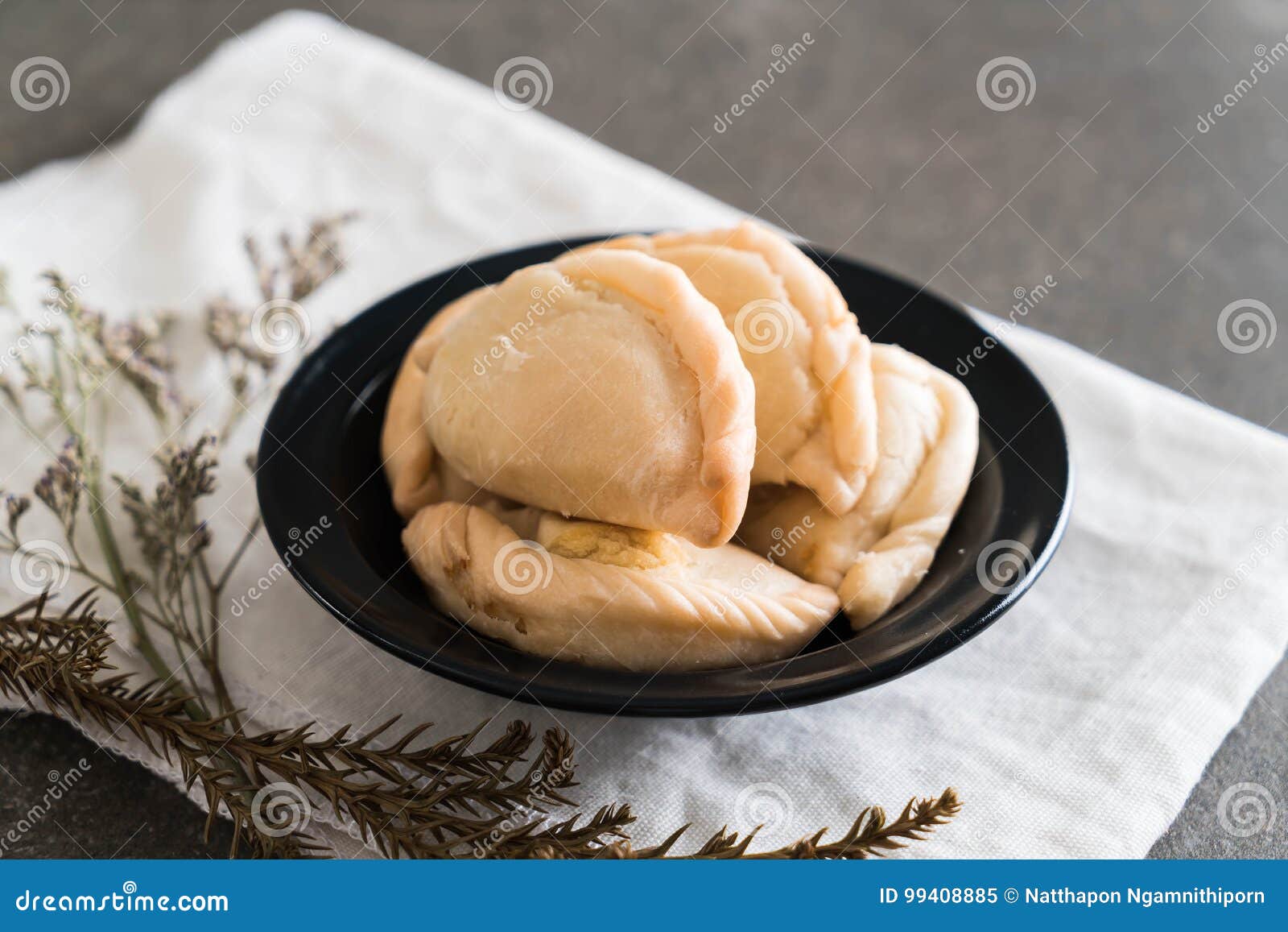 Milk puff with bean flavor stock image. Image of roll - 99408885