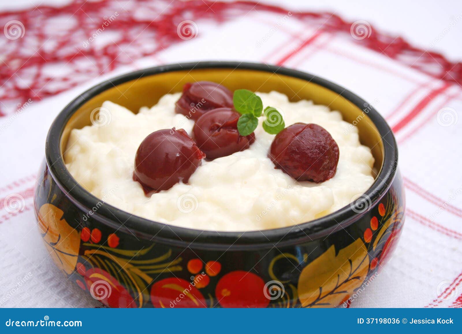 Milk rice with cherries stock photo. Image of sweets - 37198036
