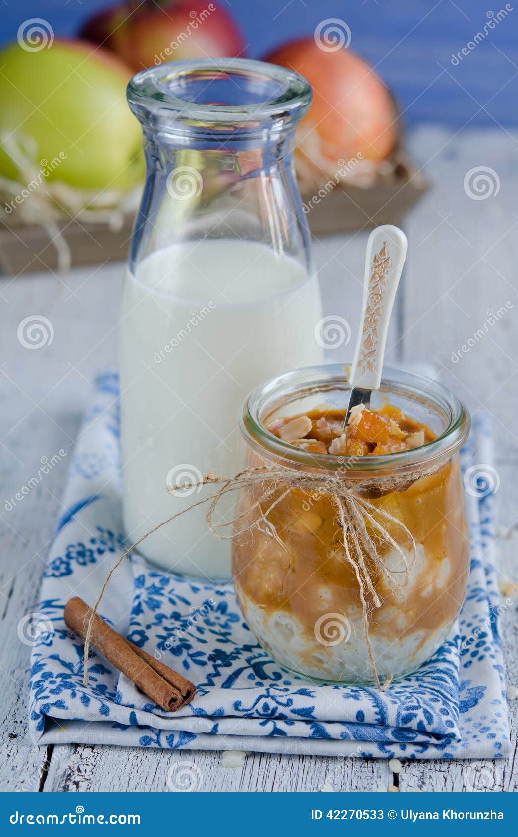 Milk-rice Dessert with Caramelized Apples Stock Image - Image of ...