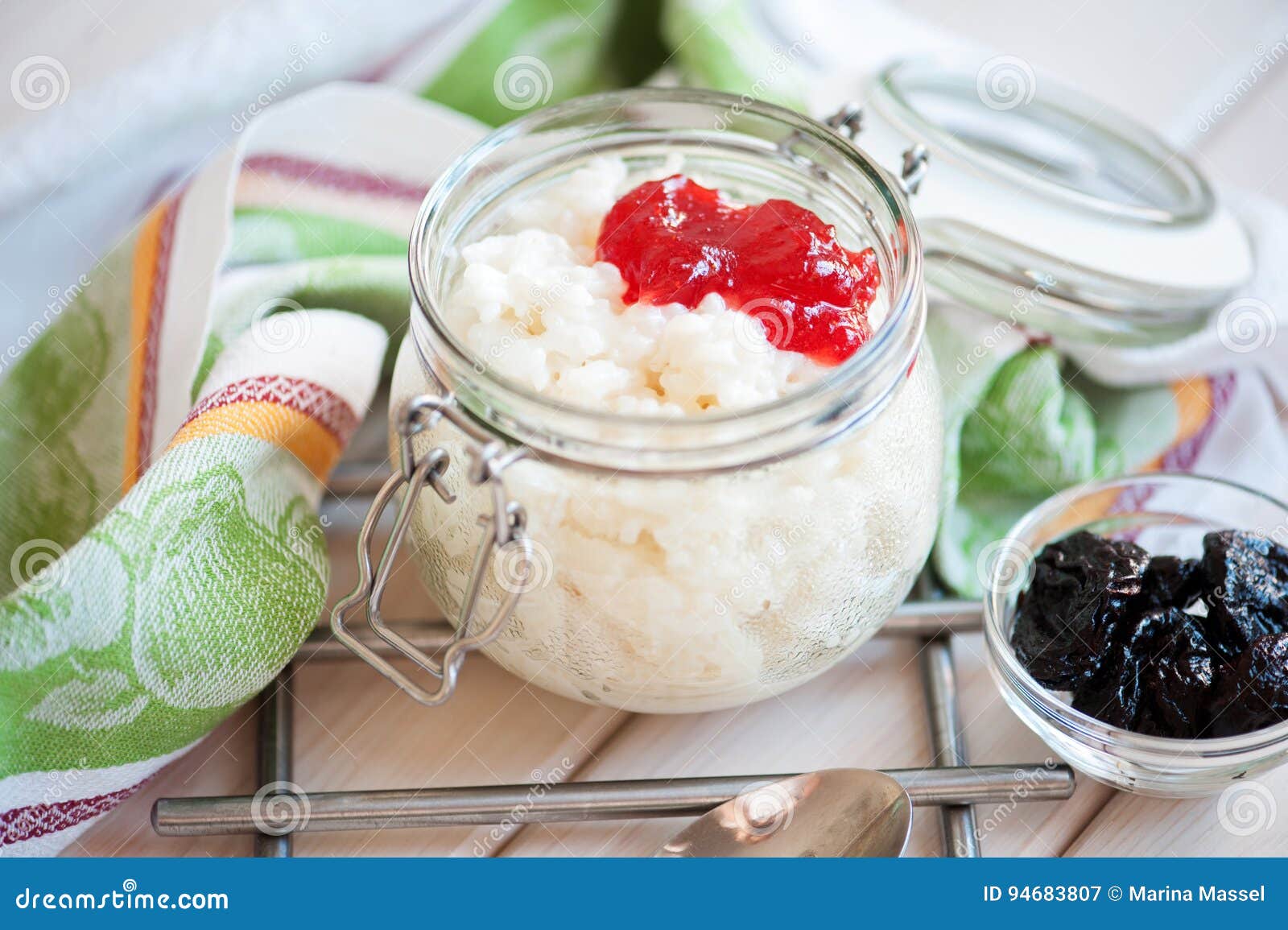 Milk Rice Porridge with Jam. Stock Image - Image of berry, diet: 94683807