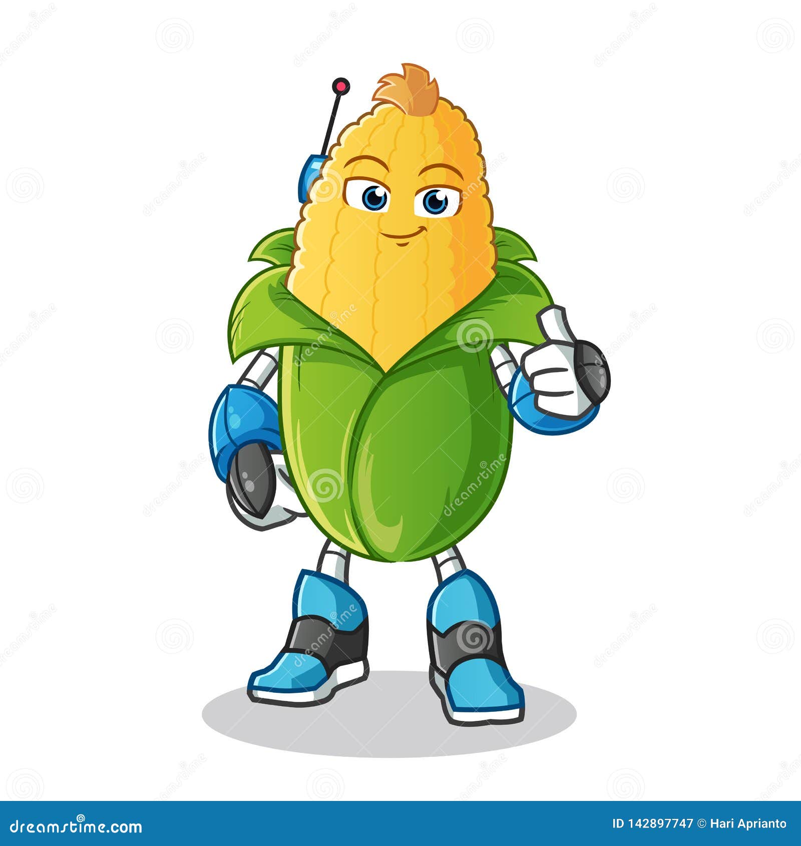 Corn Robot Mode Mascot Vector Cartoon Illustration Stock Illustration ...