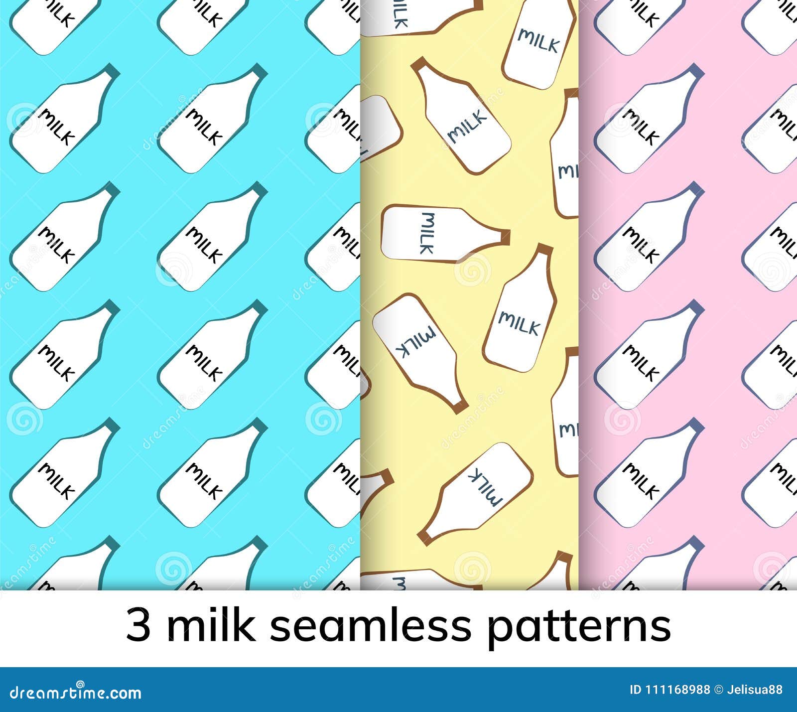 Milk Seamless Pattern. Set of Three Seamless Backgrounds for Chi Stock ...