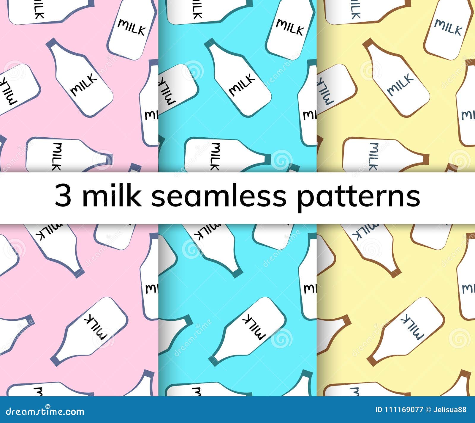 Milk Seamless Pattern. Set of Three Seamless Backgrounds for Chi Stock ...